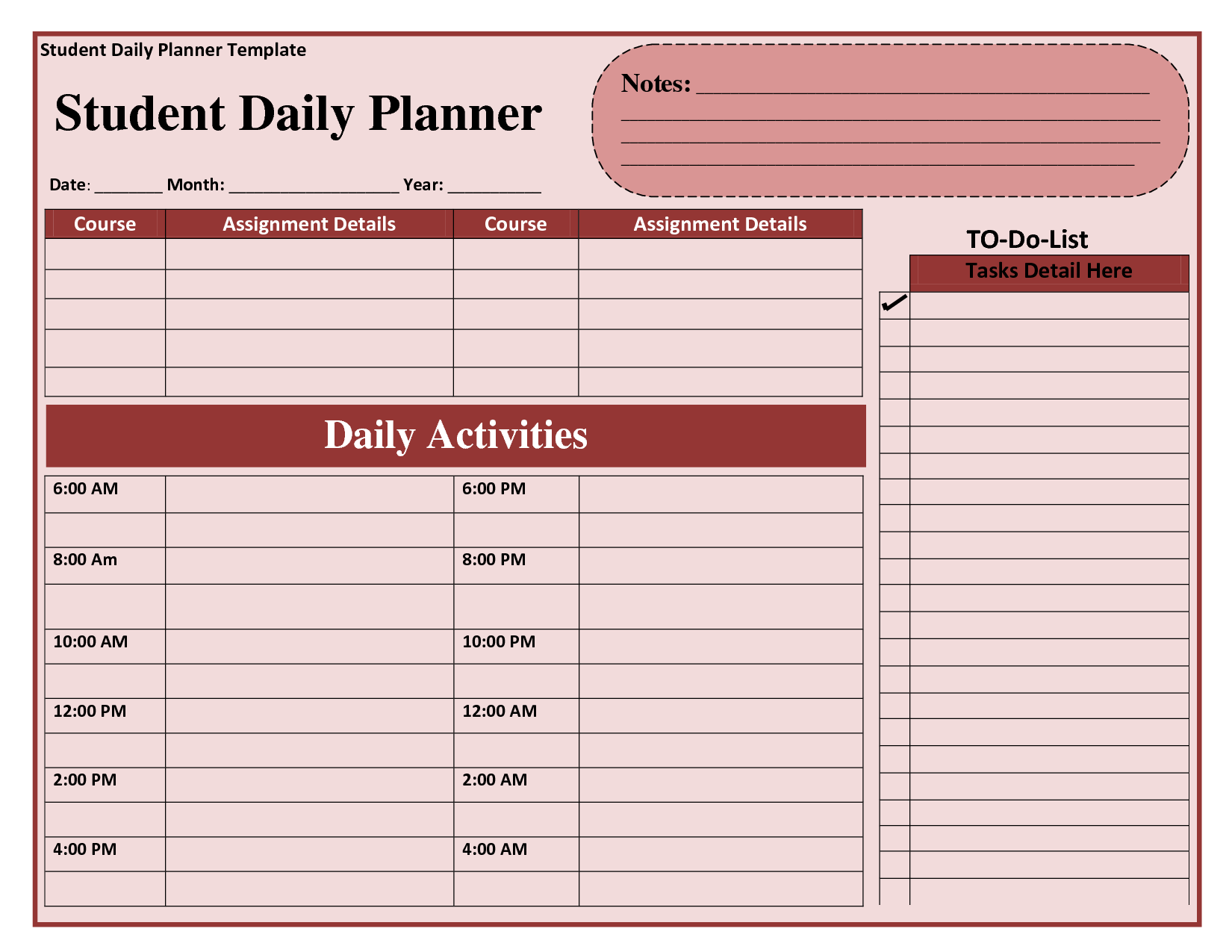 8 Best Images of Student Daily Planner Template Printable - Student ... 8 Best Images of Student Daily Planner Template Printable - Student ...