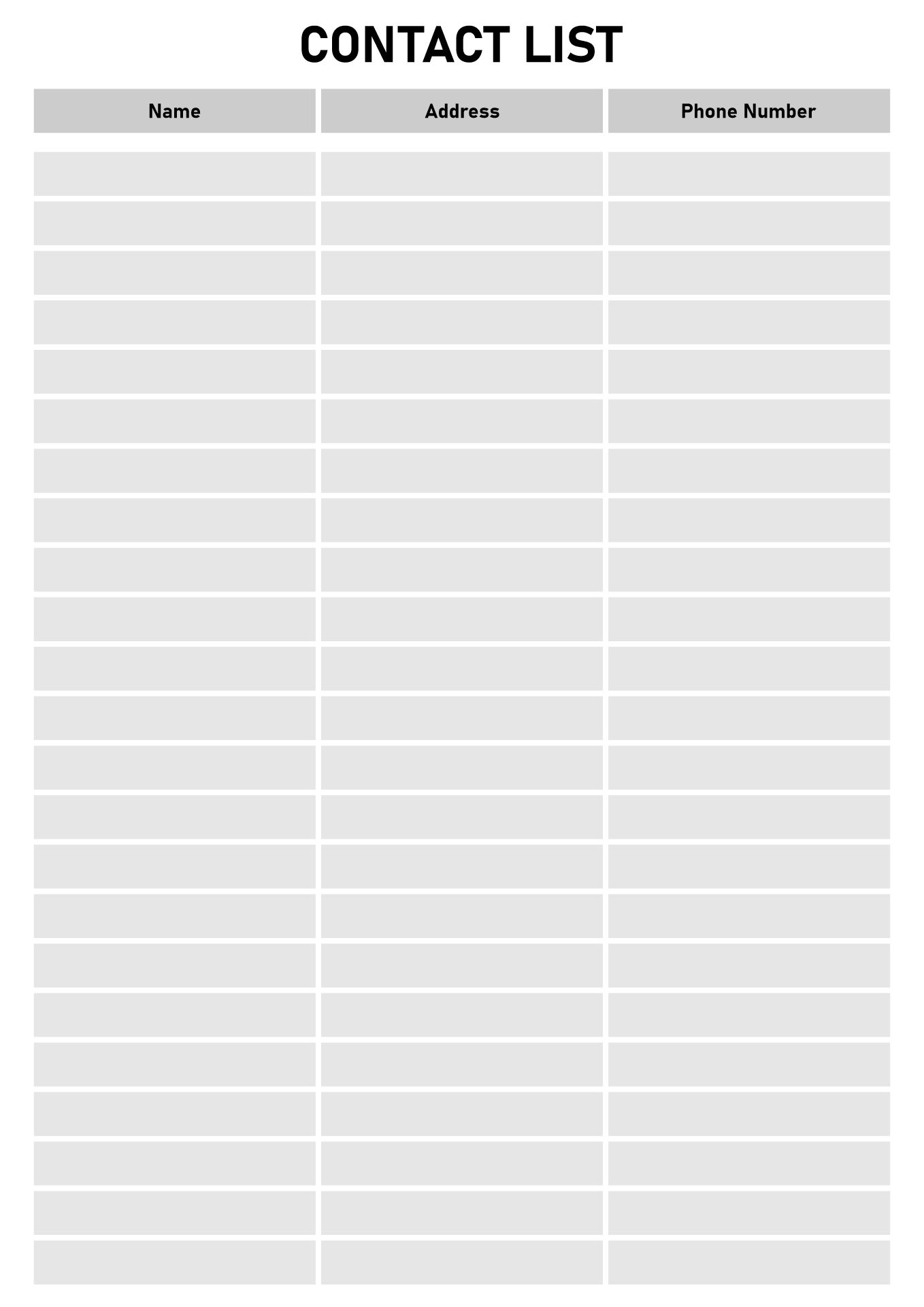 Telephone Free Printable Phone List Template Printable Templates