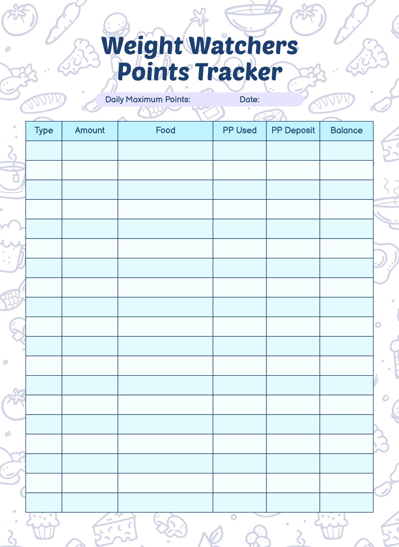 6 Best Images Of Weight Watchers Point Tracker Sheet Printable Weight 