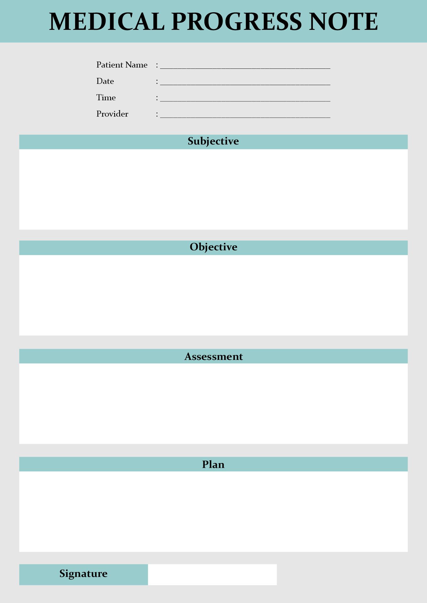 Printable Medical Progress Note Template Printable Templates