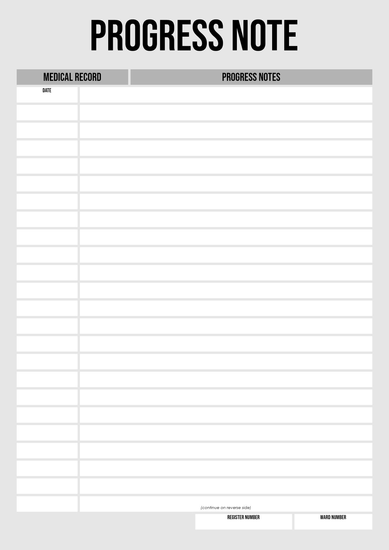 Printable Progress Notes Form Printable Forms Free Online