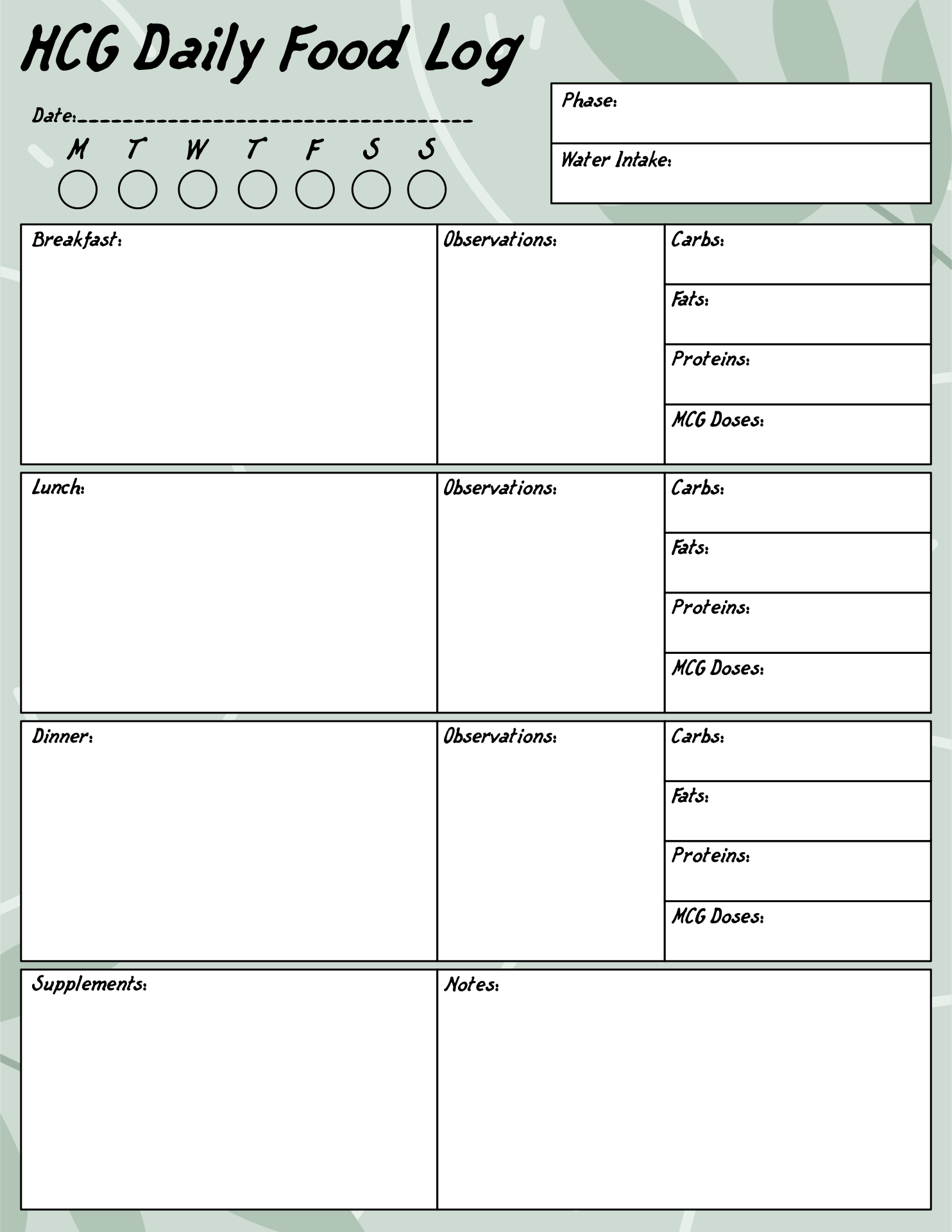 7 Best Images Of Daily Diet Journal Printable Printable Daily Food 