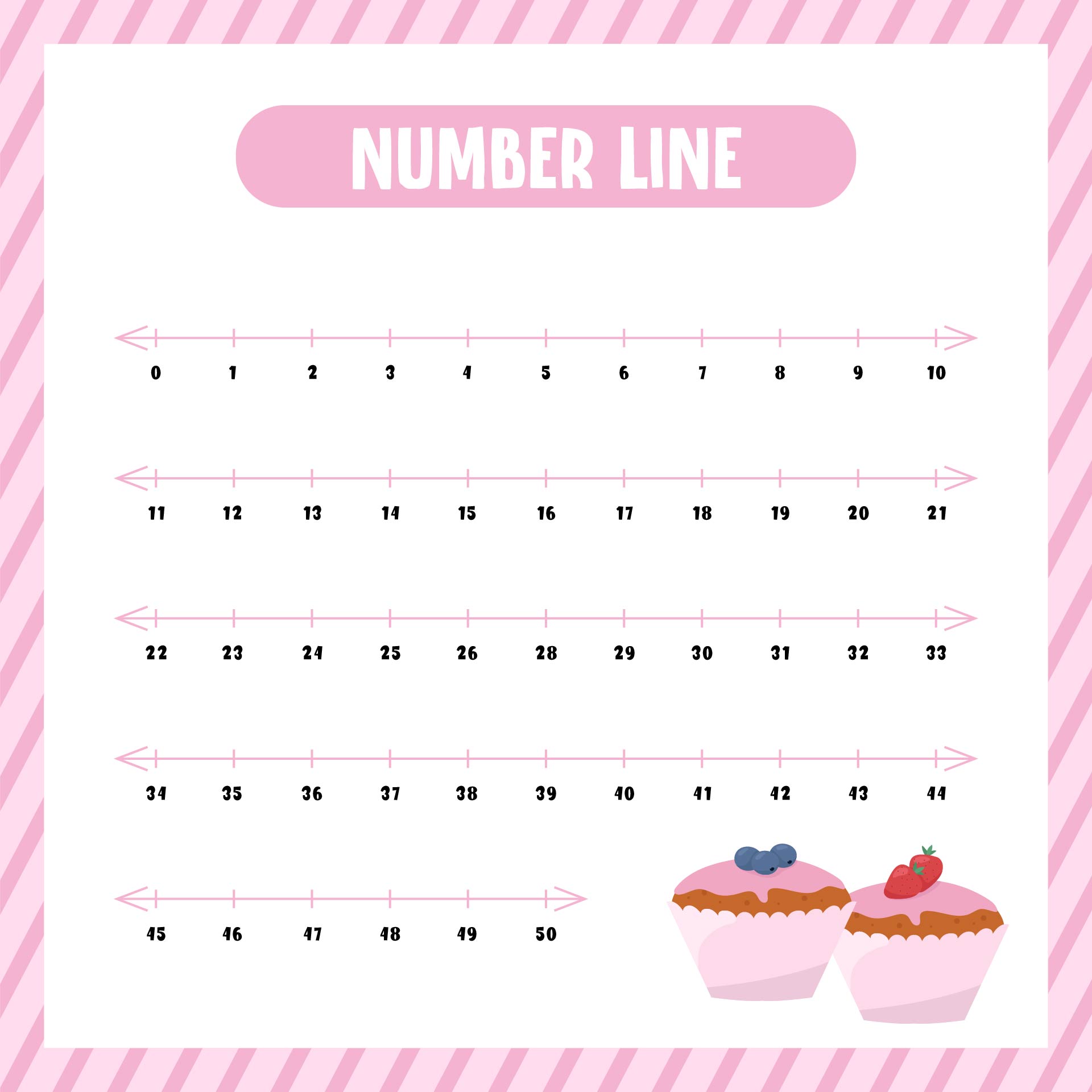 6 Best Images Of Printable Number Line To 50 Large Printable Number