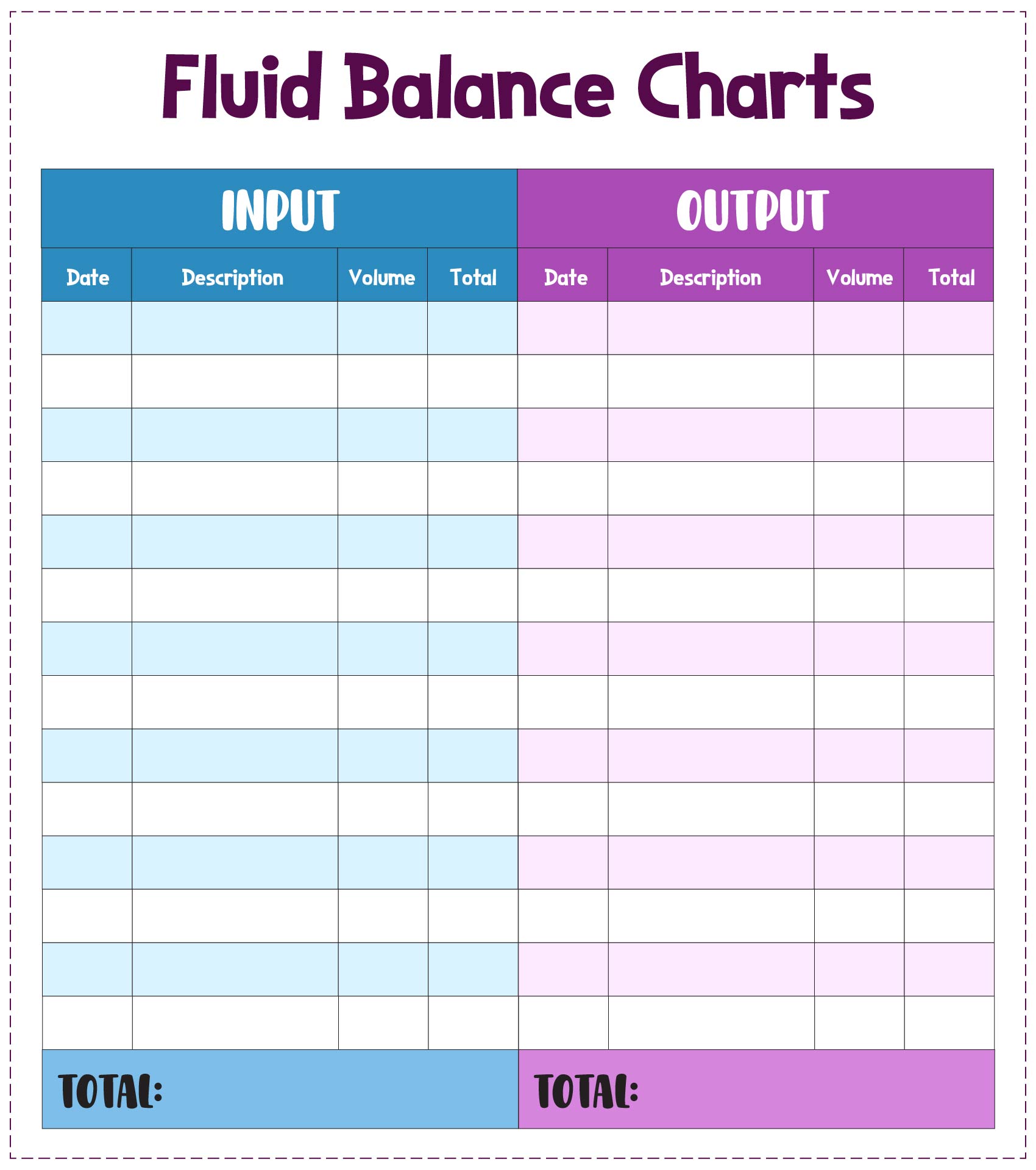 Printable Fluid Restriction Chart