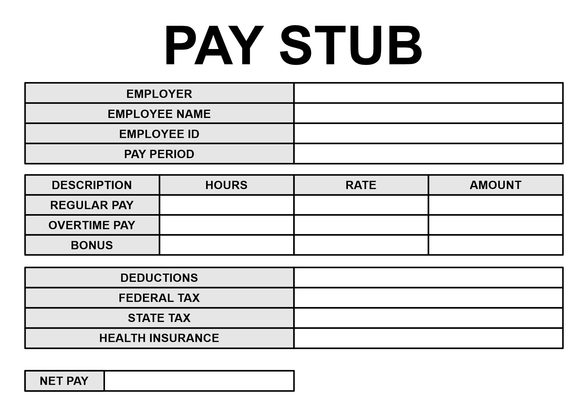 8 Best Images Of Free Printable Blank Paycheck Stubs Free Blank Pay 