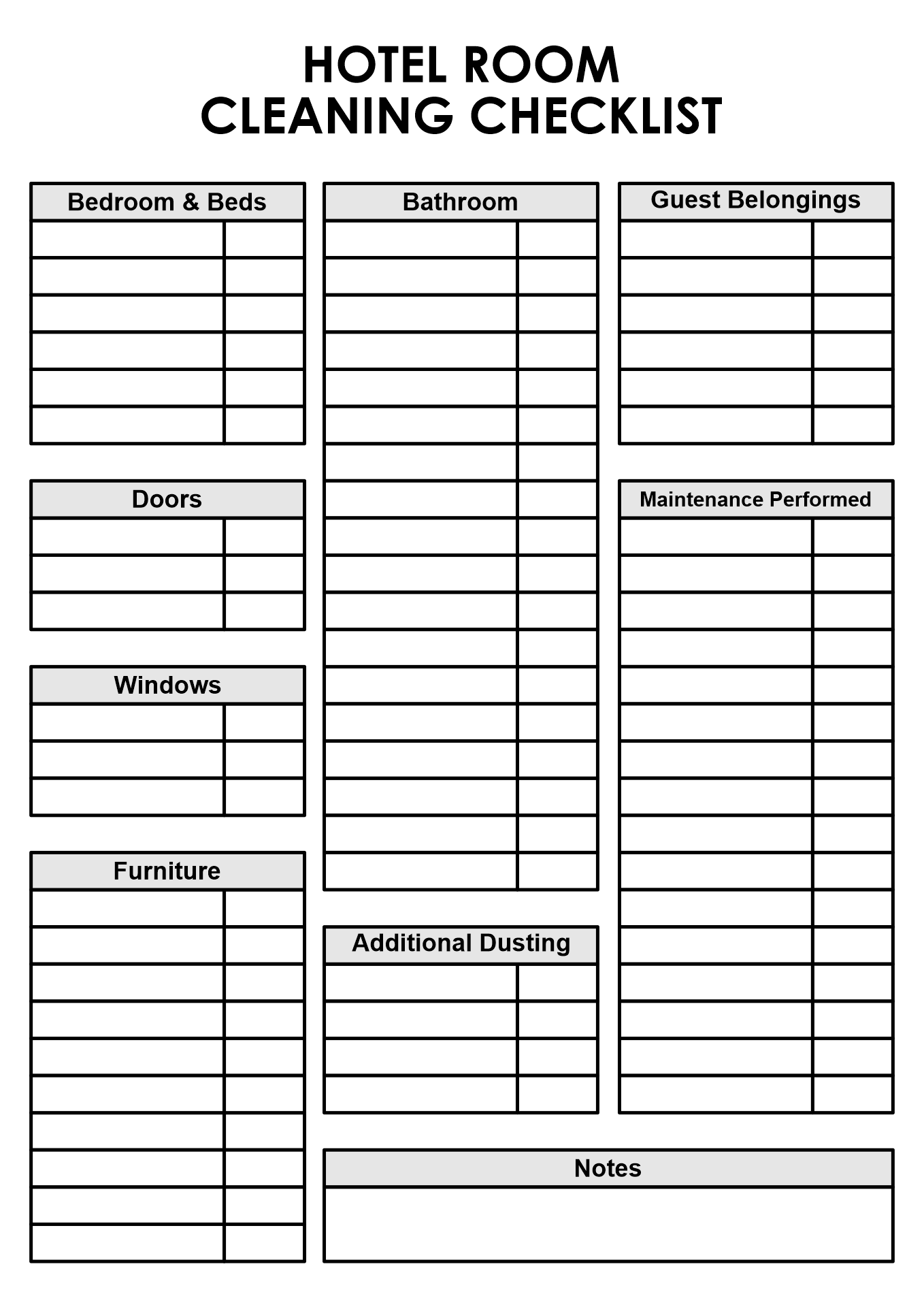 List Of Cleaning Duties For Housekeepers