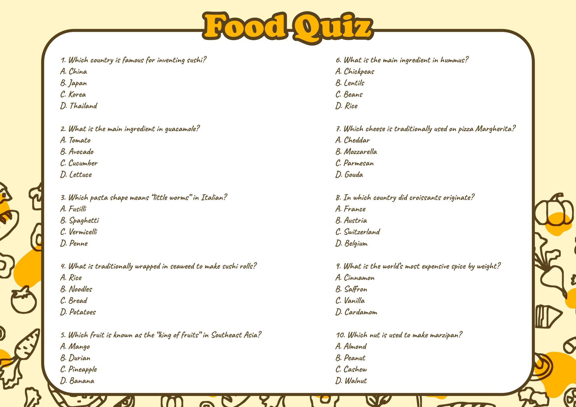 9 Best Images Of Printable Food Trivia Food Quiz Printable Printable 9 Best Images Of Printable Food Trivia Food Quiz Printable Printable