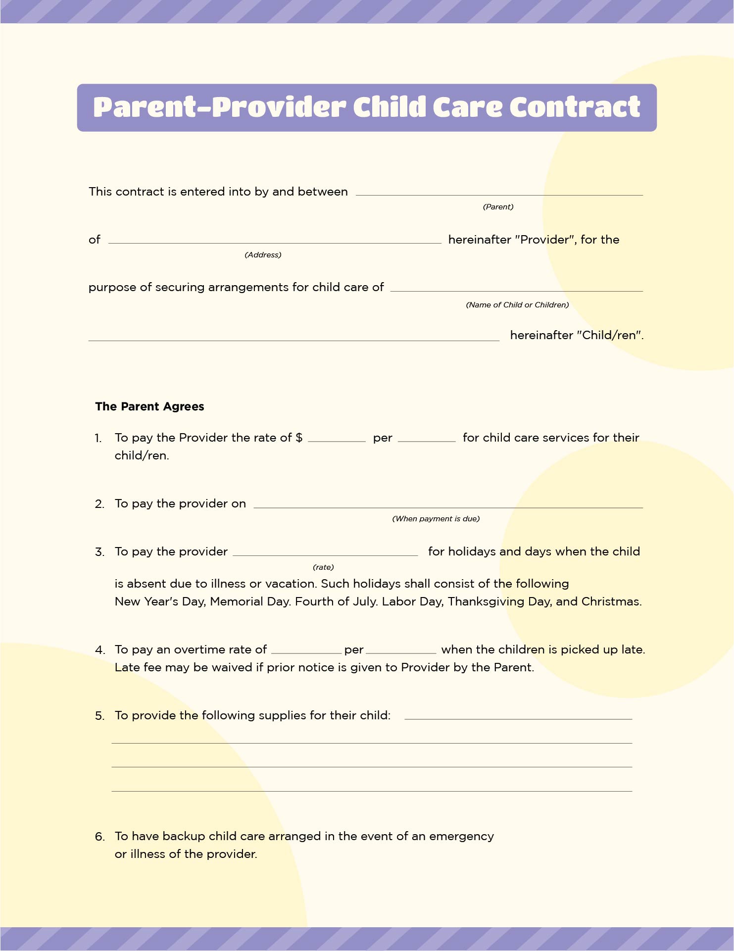Home Daycare Printable Daycare Forms Printable Forms Free Online