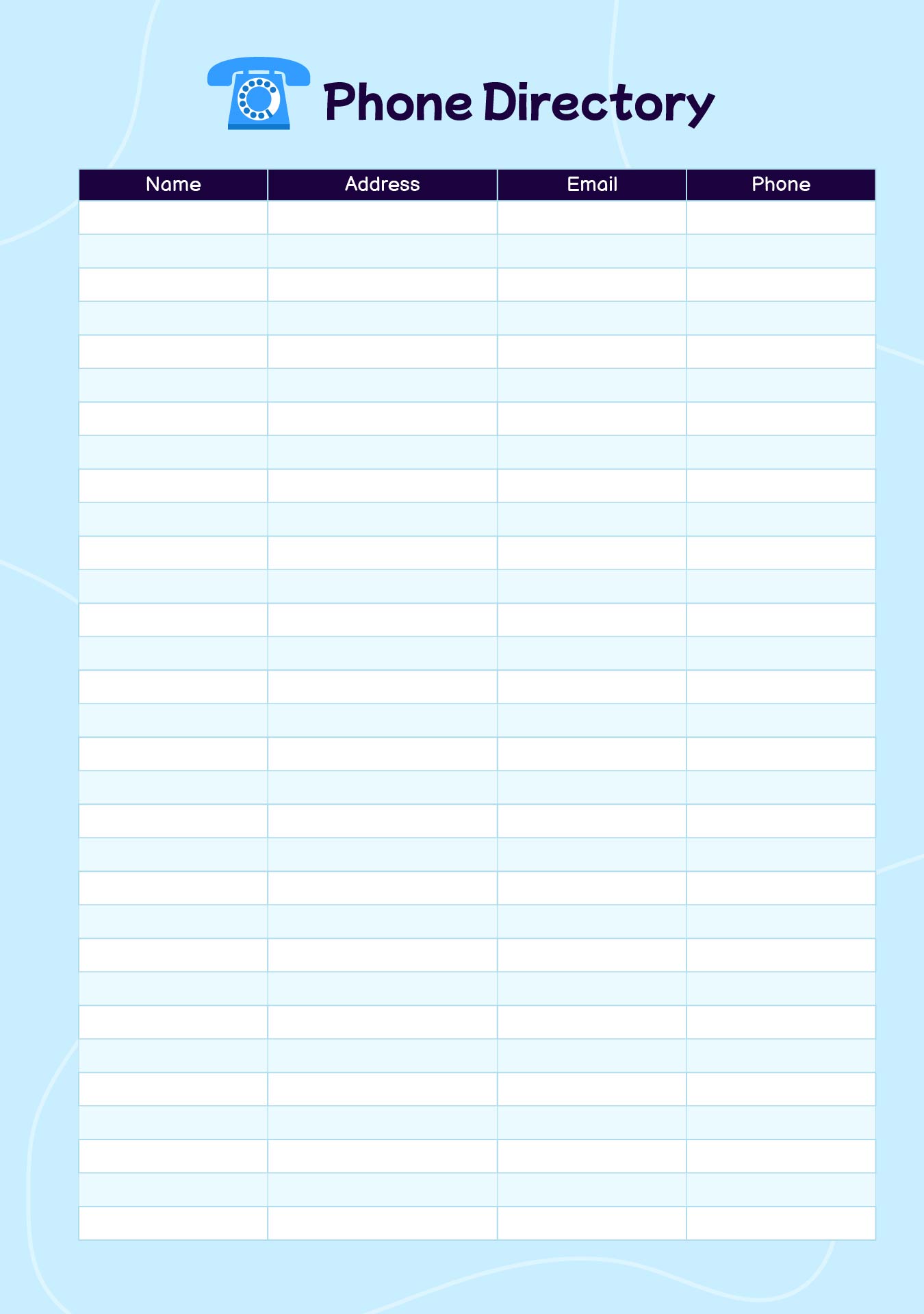 7 Best Images Of Phone Book Template Printable Printable Phone List Template Free Printable 