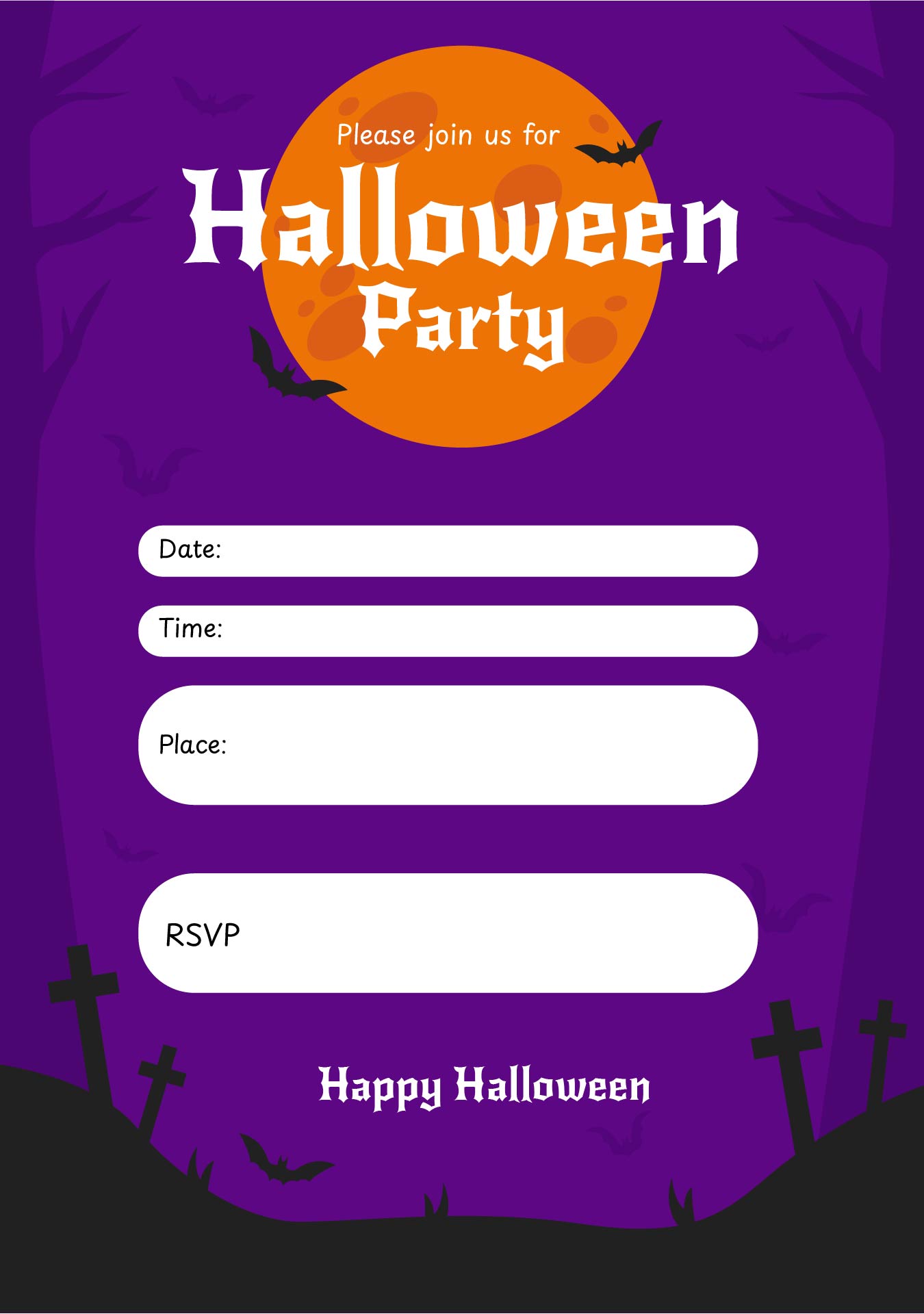 6 Best Images Of Free Printable Blank Halloween Invitations Halloween 
