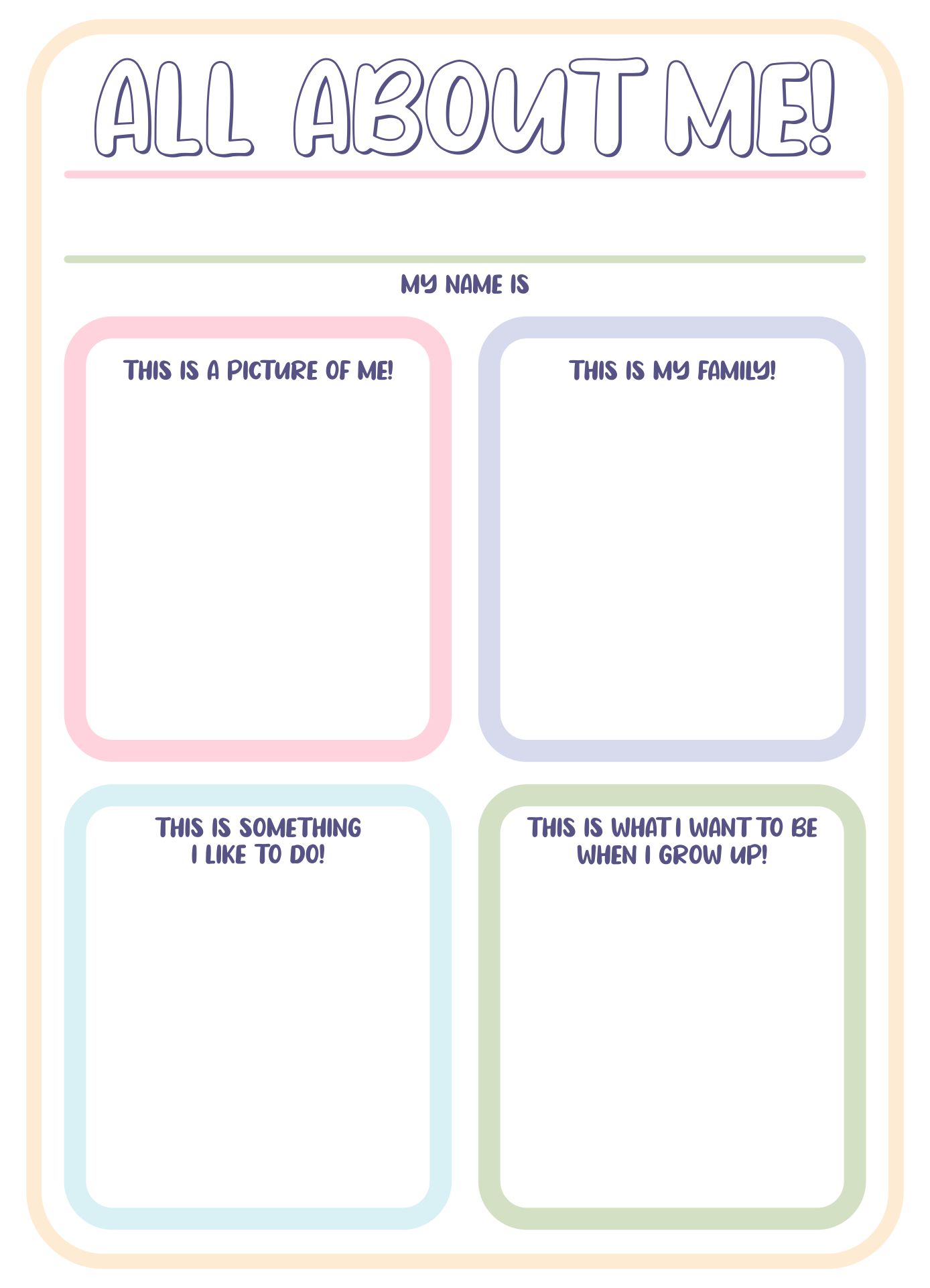 7 Best Images Of Free Printable All About Me Worksheet For Kindergarten 
