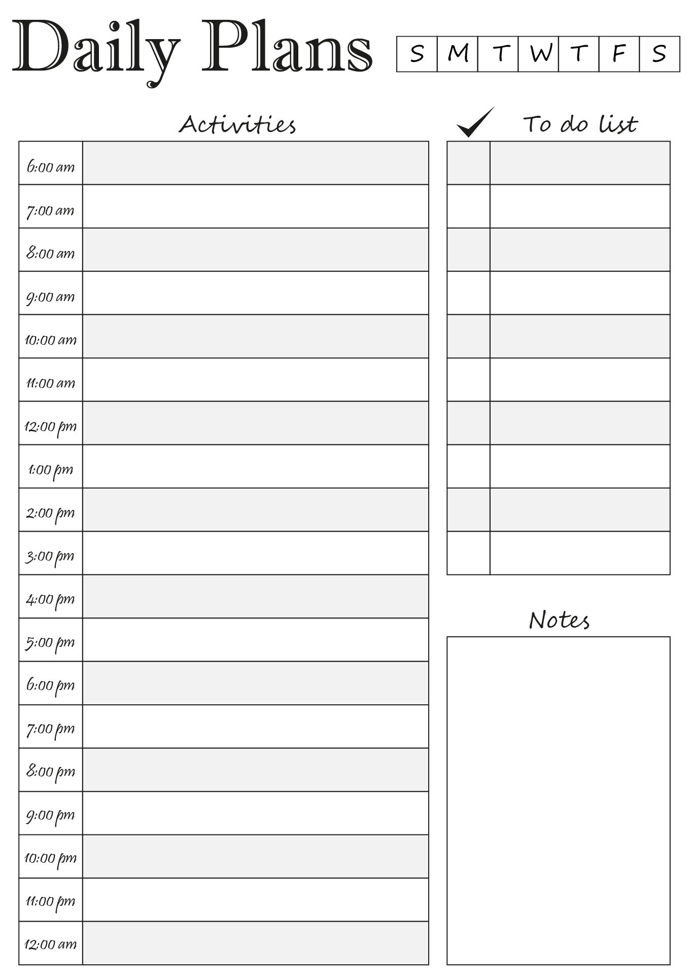 Printable Hourly Day Planner Printable Templates