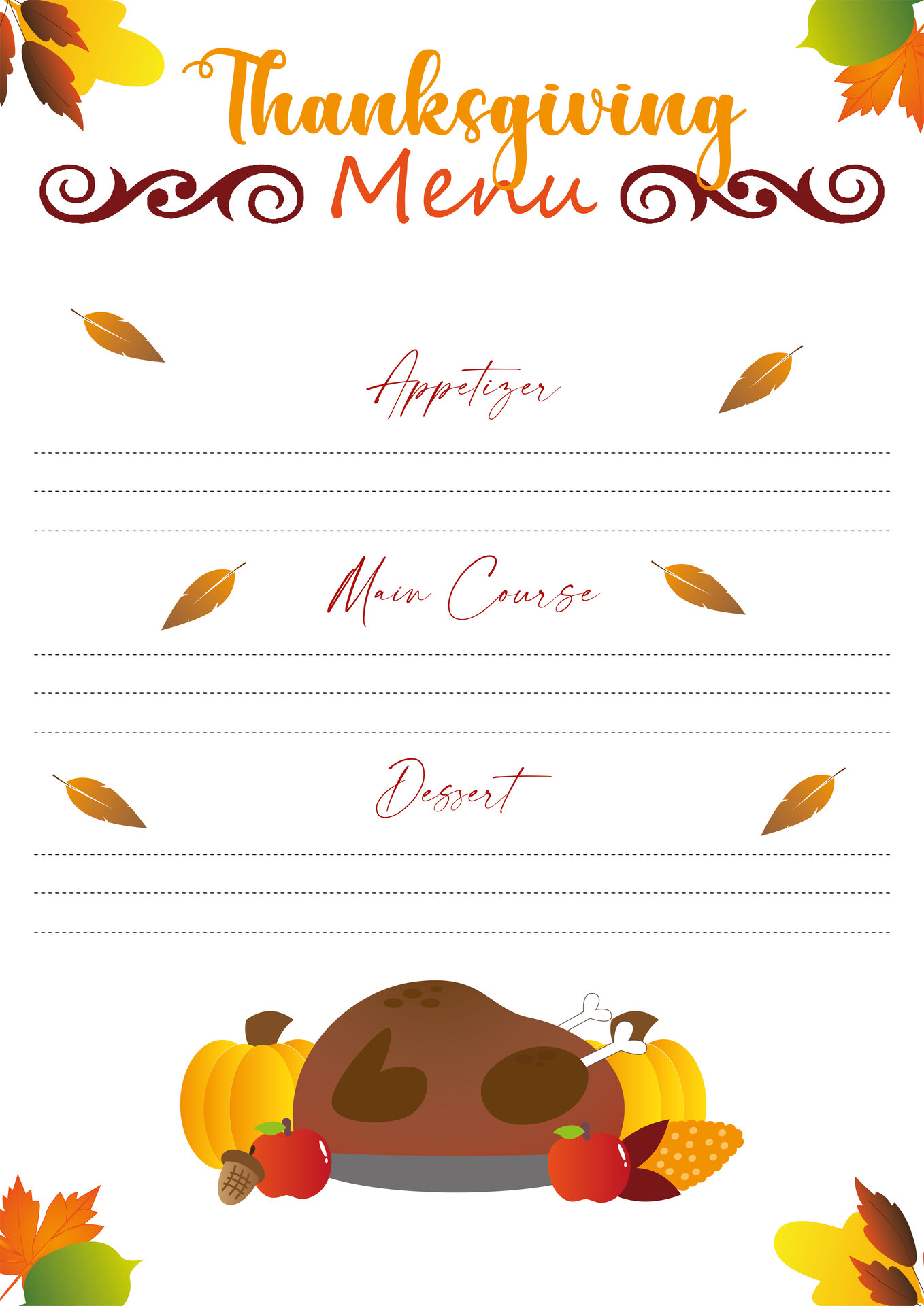 Thanksgiving Menu Free Template