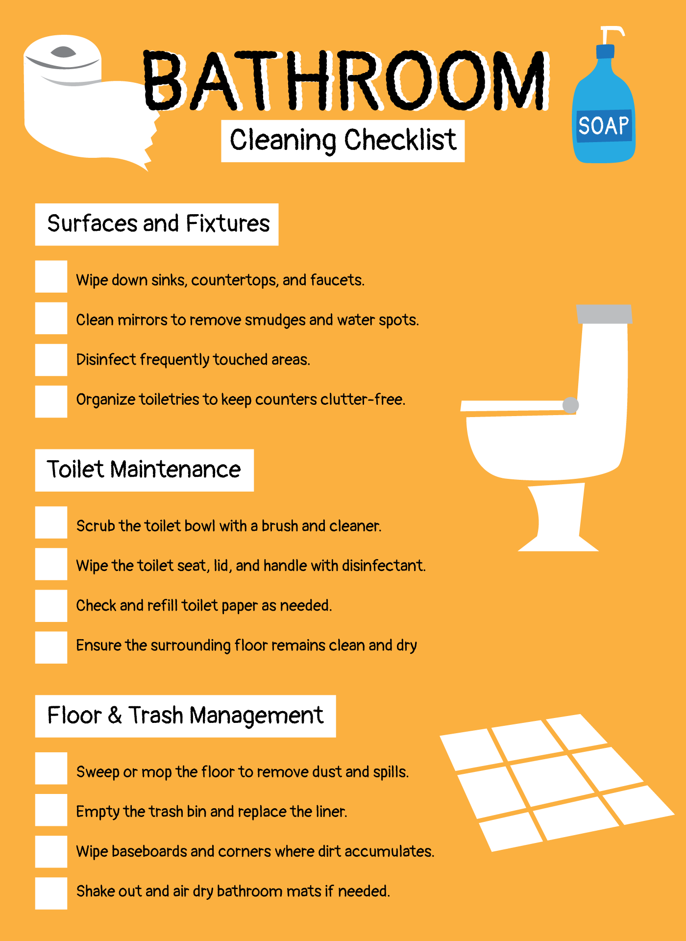 Printable Bathroom Cleaning Checklist Template Printable Templates