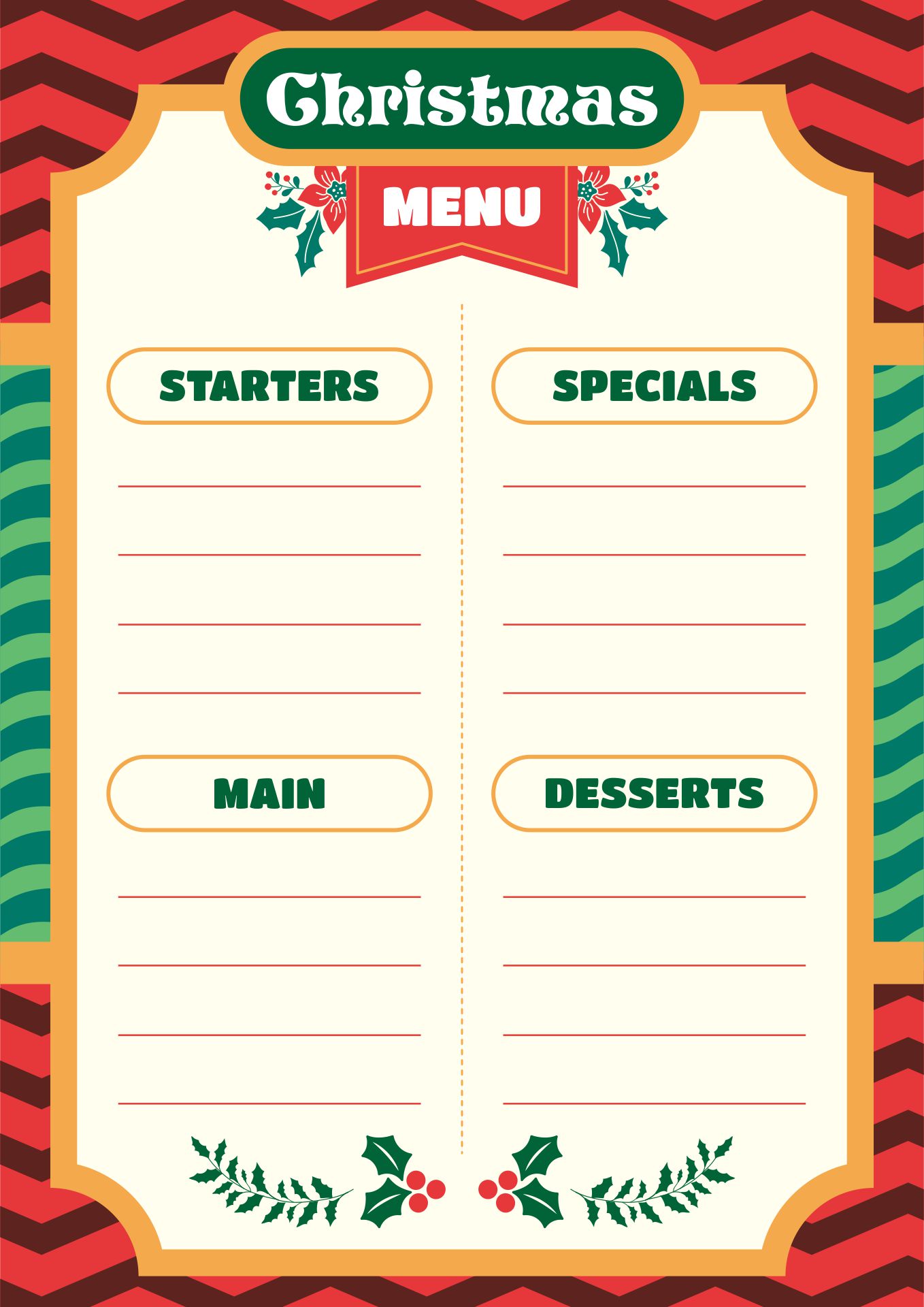 5 Best Images Of Christmas Dinner Menu Printable Free Printable 