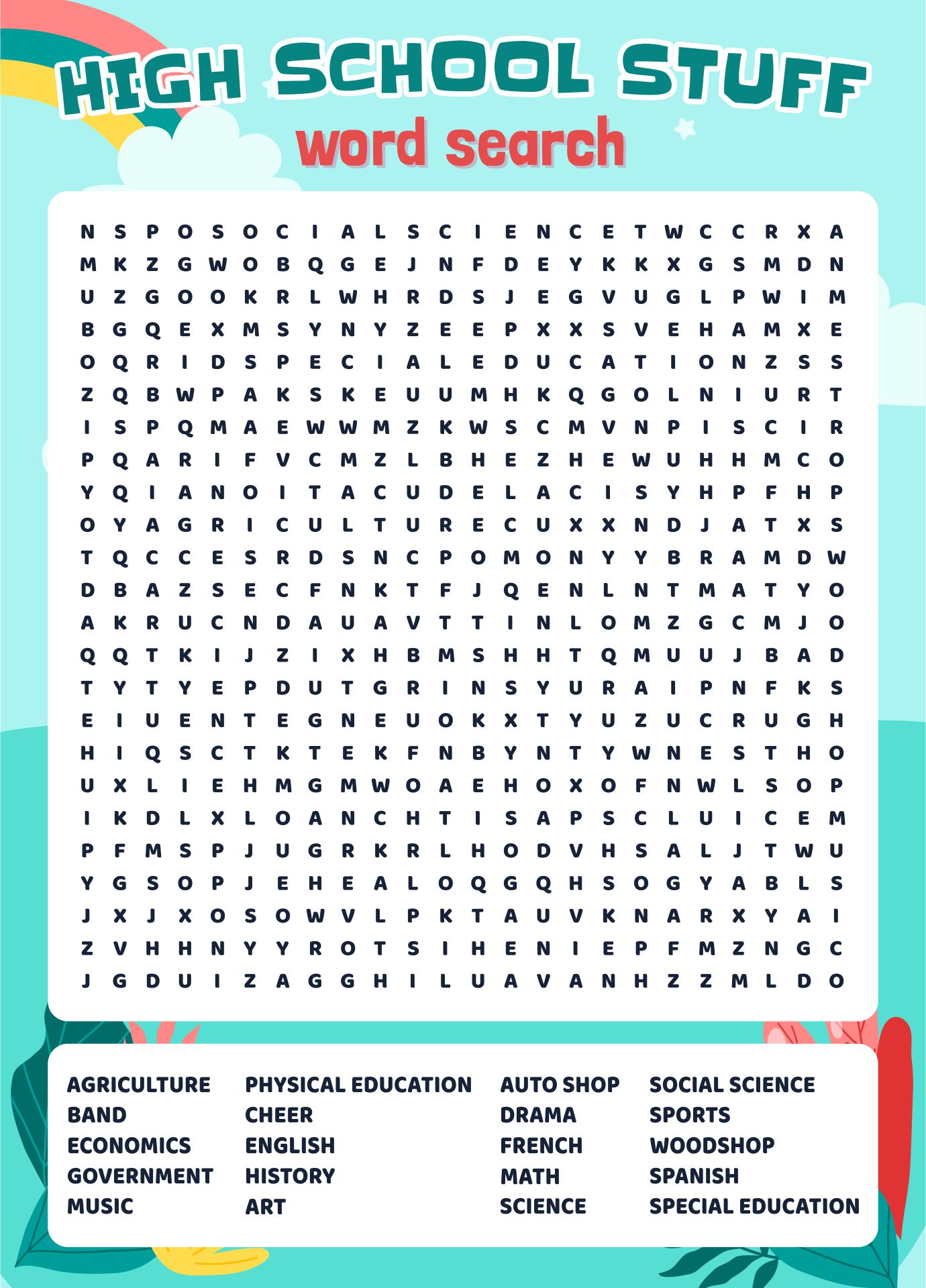 6 Best Images Of High School Word Searches Printable School Word 