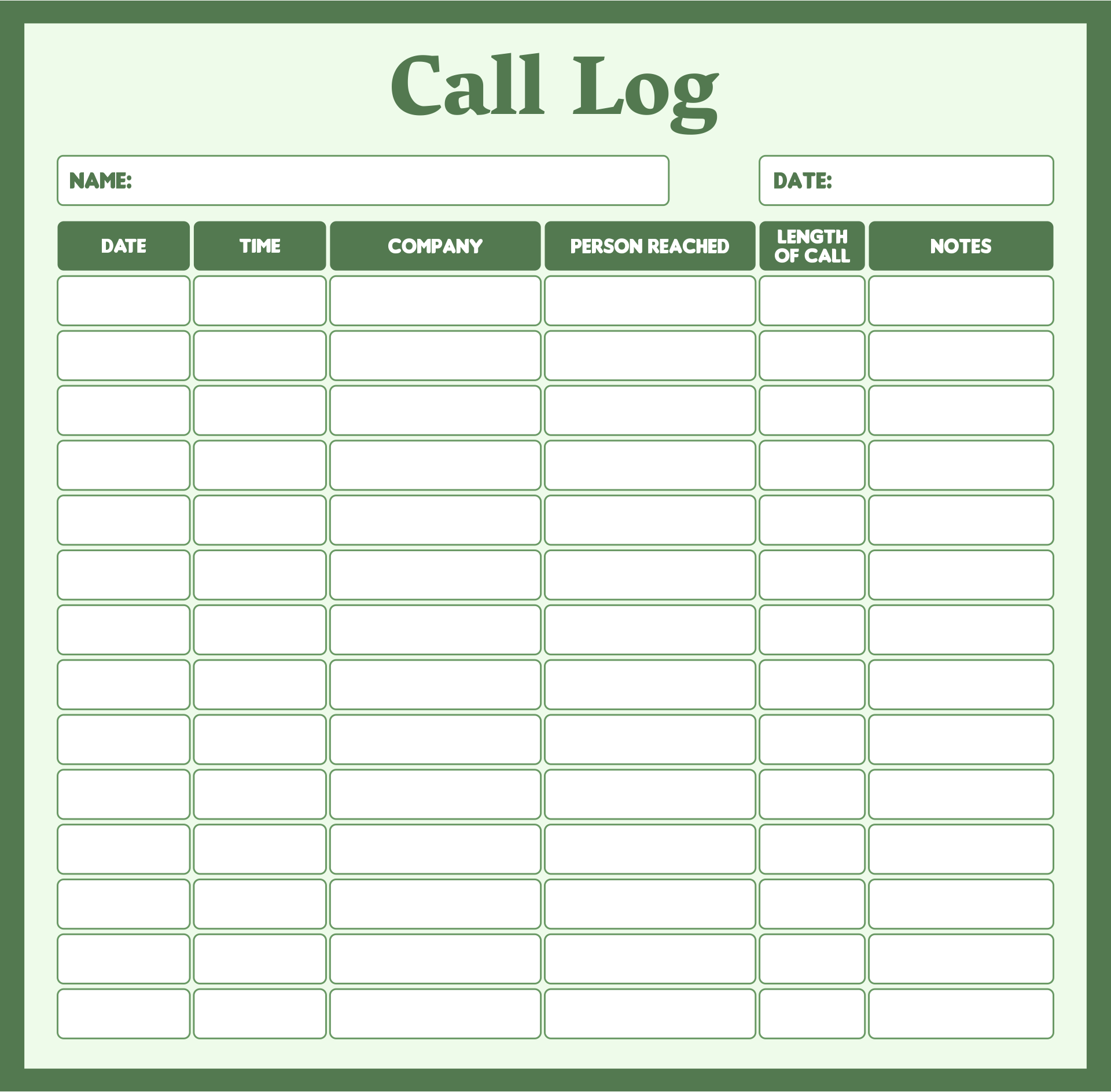 7 Best Images Of Free Printable Call Log Template Free Printable