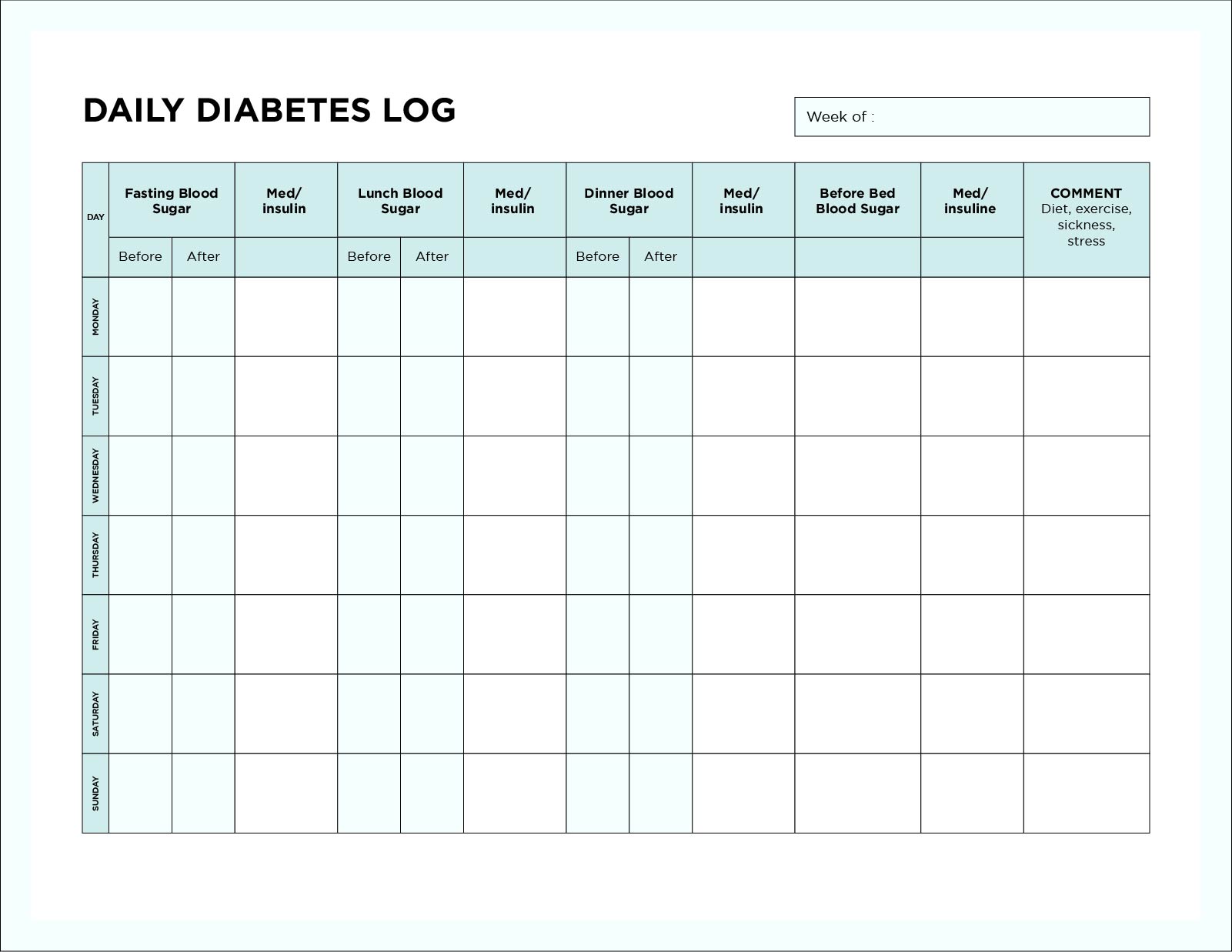 7 Best Images Of Printable Daily Food Log Sheet Printable Daily Food 