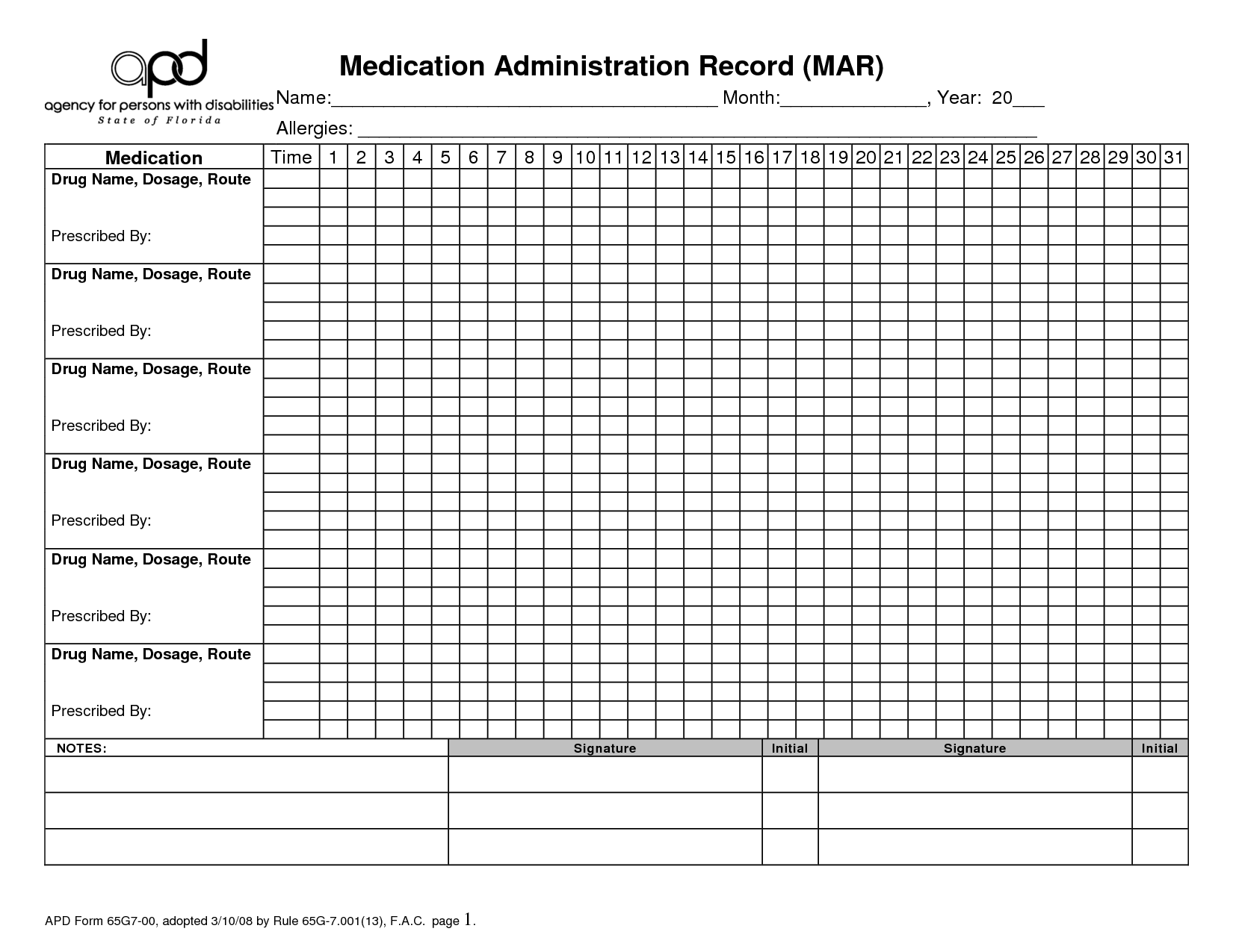 5 Best Images Of Printable Home Med Blank Medication Administration 