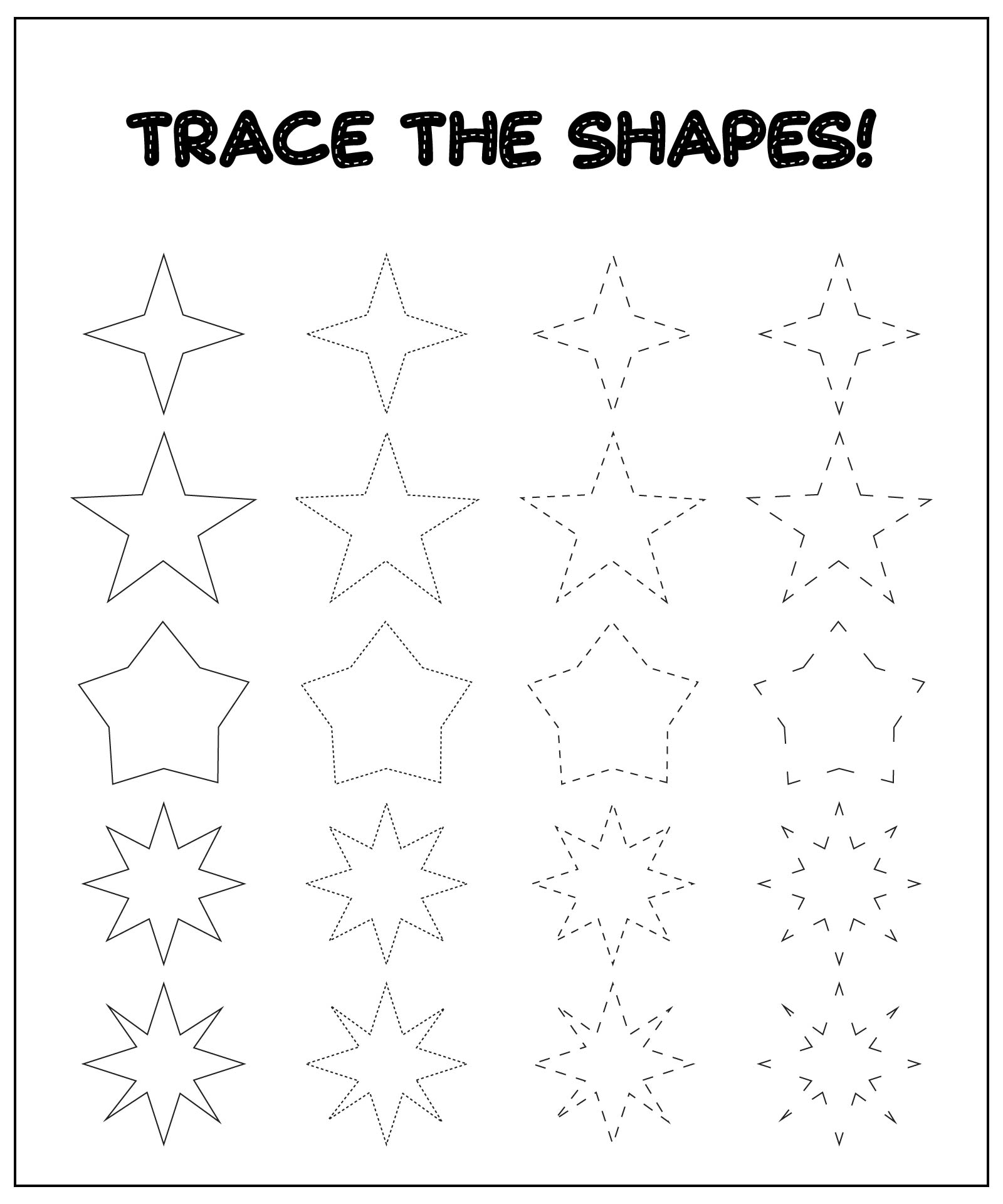 6 Best Images Of Printable Preschool Worksheets Star Tracing Stars