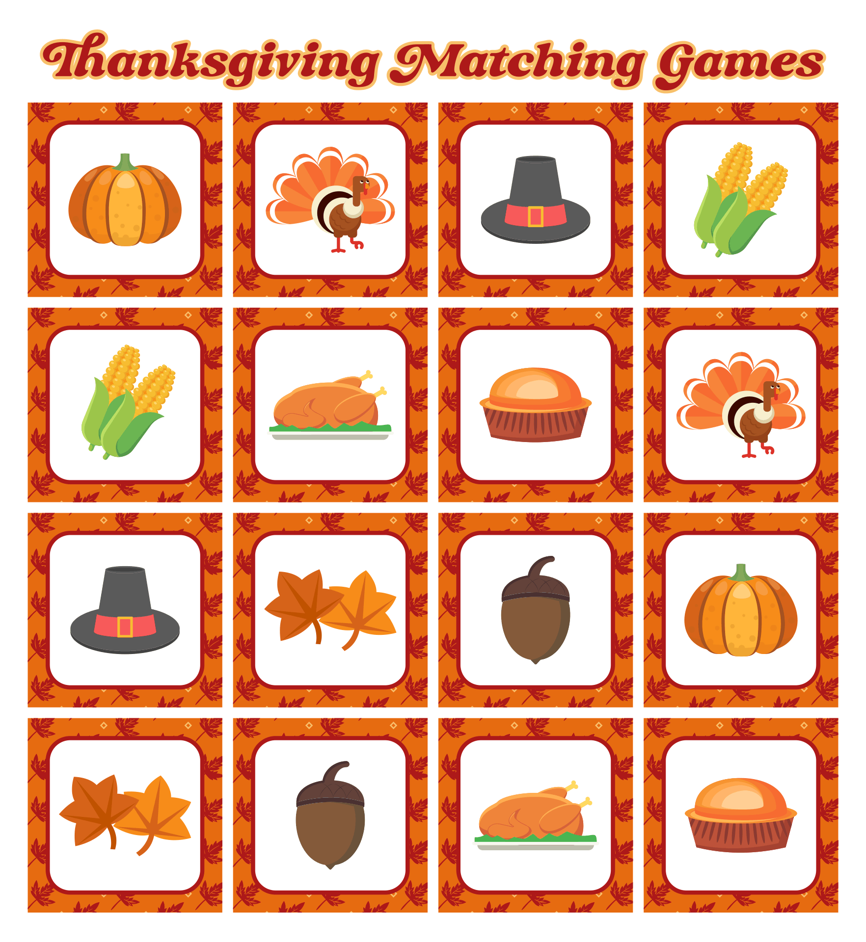 4 Best Thanksgiving Memory Game Printable PDF For Free At Printablee 4 Best Thanksgiving Memory Game Printable PDF For Free At Printablee