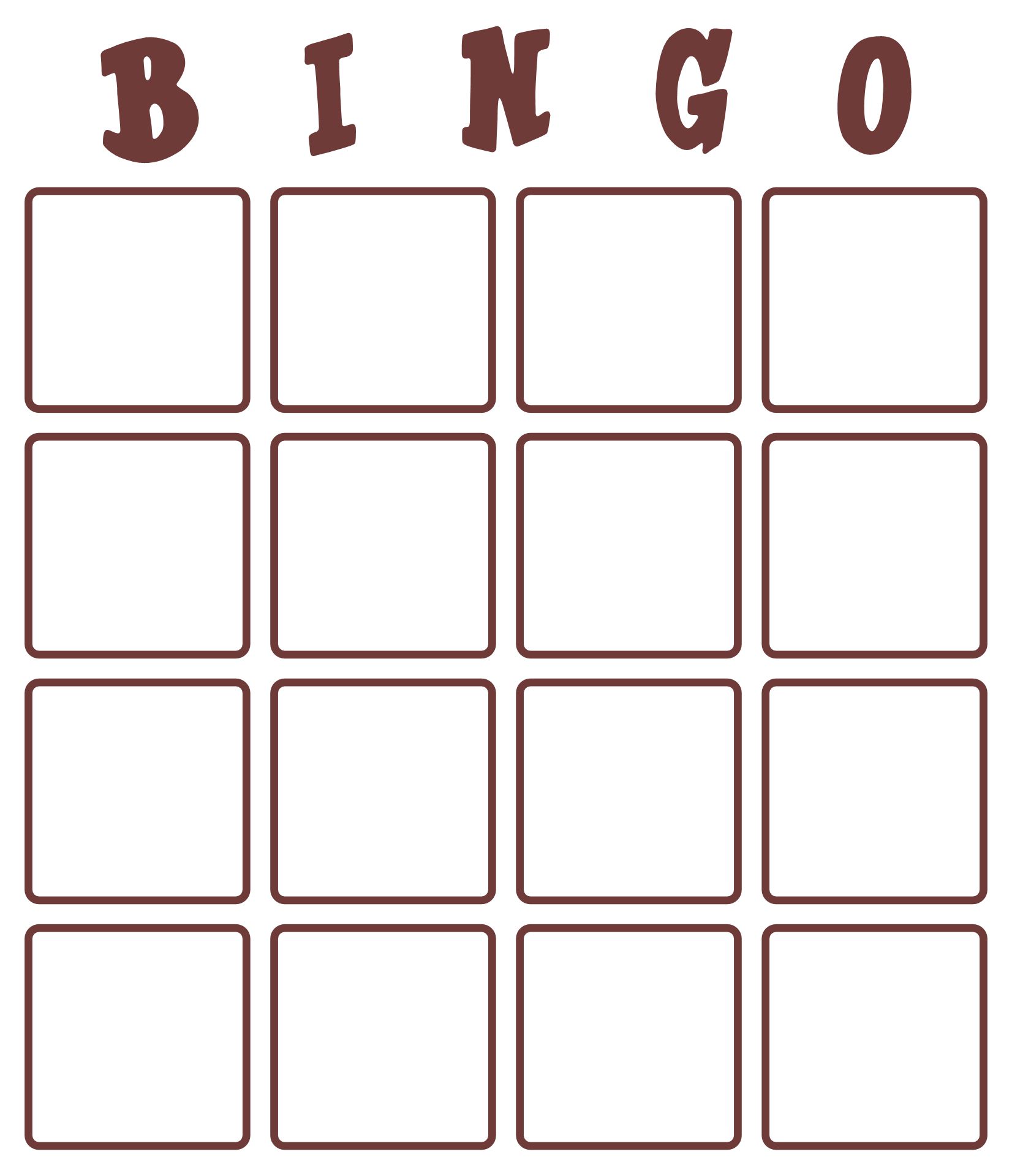 Printable Blank Bingo Template