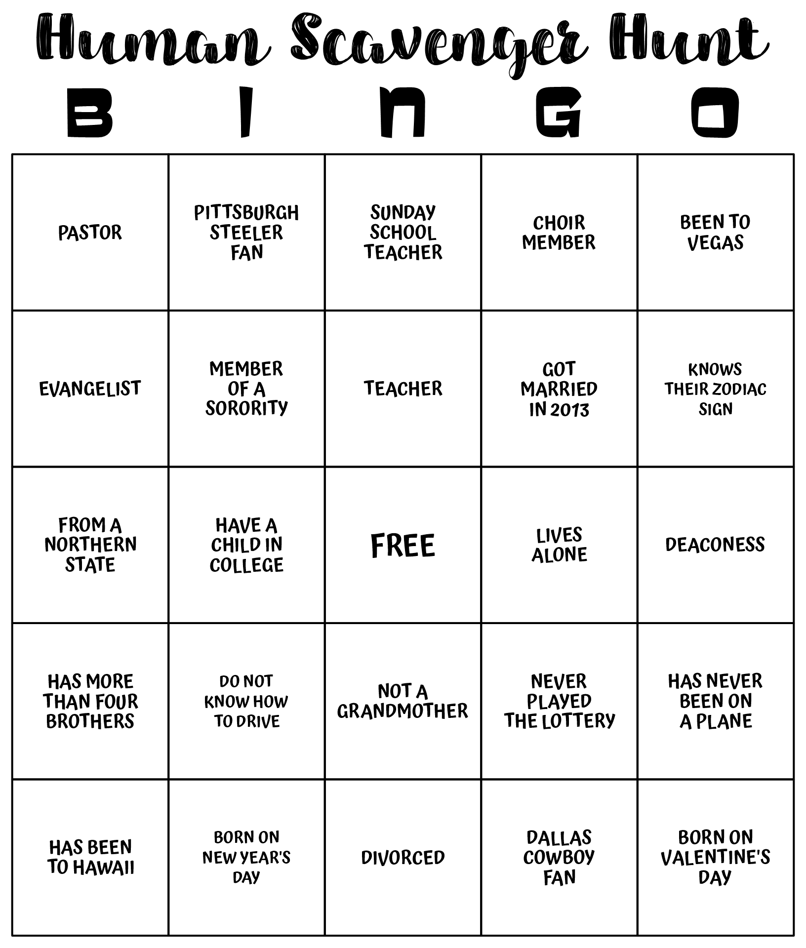 15 Best Printable Human Bingo Templates Printablee