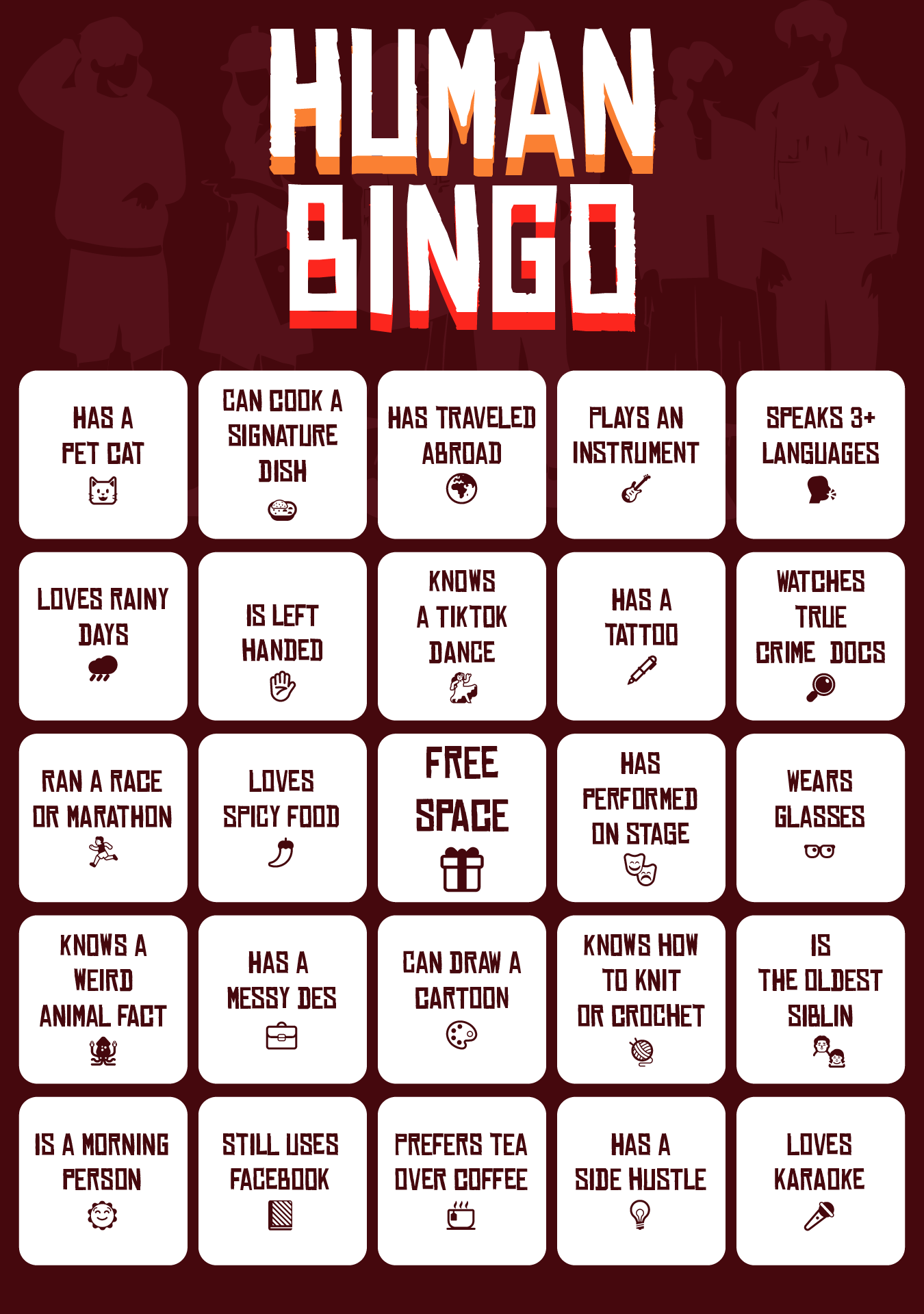 Ice Breaker Bingo Card Template