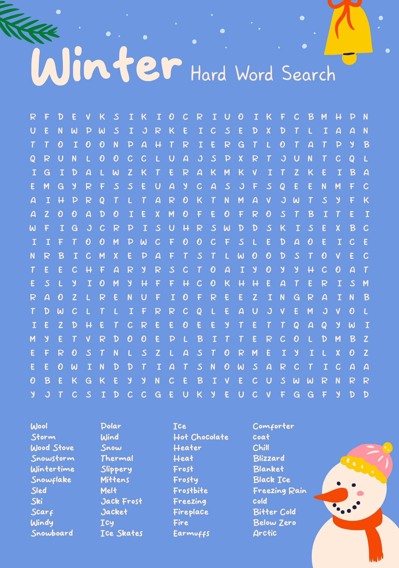 Winter Word Search Printable Hard Winter Word Search Printable Hard