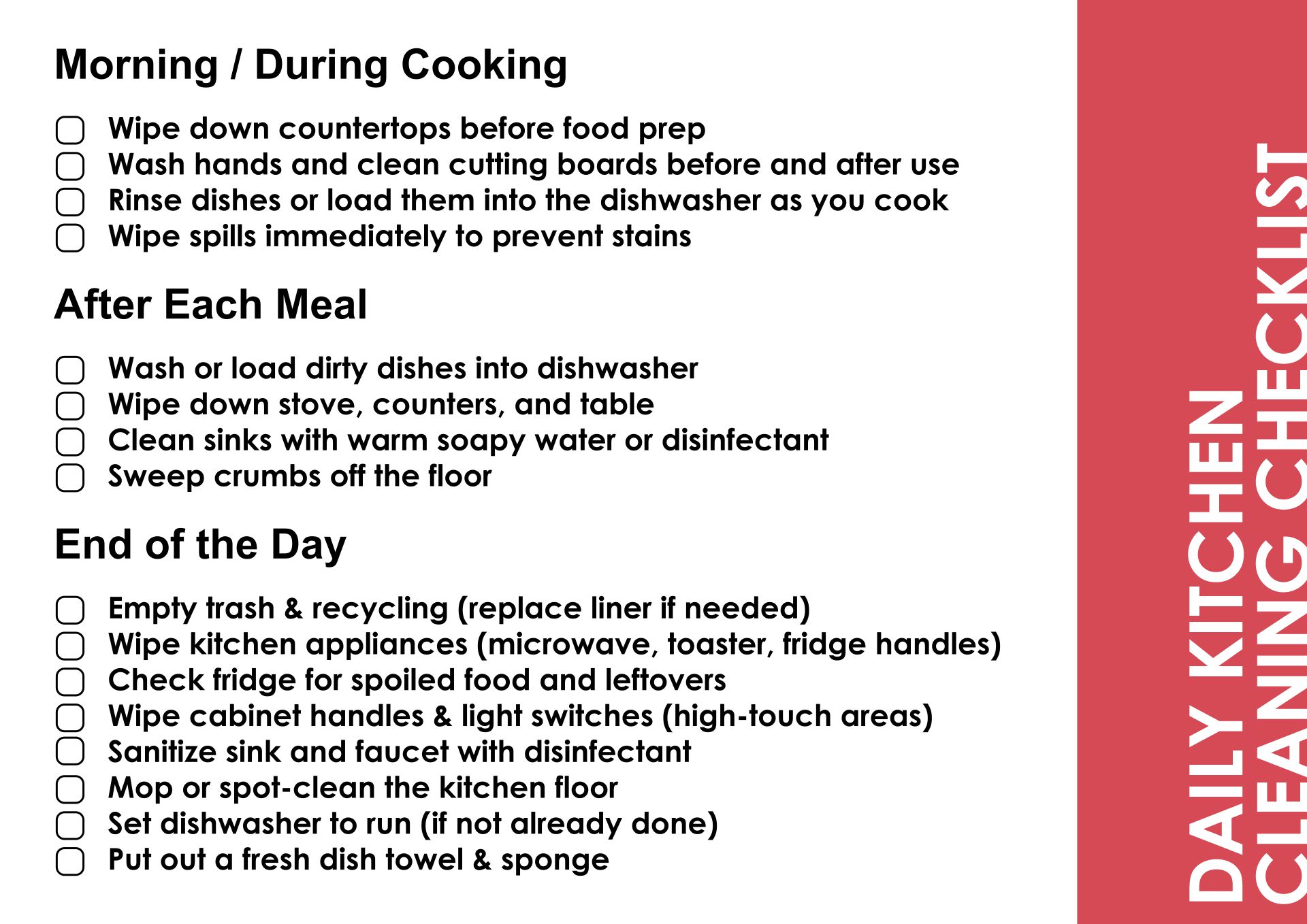 Kitchen Cleaning Checklist Template Download Fillable Pdf 