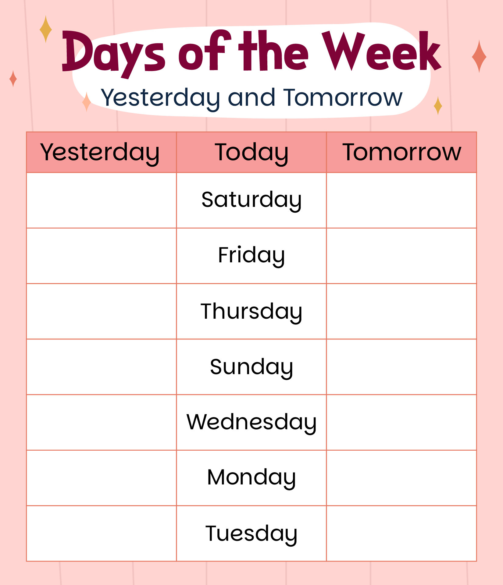 10 Best Printable Days Of The Week Chart Printablee