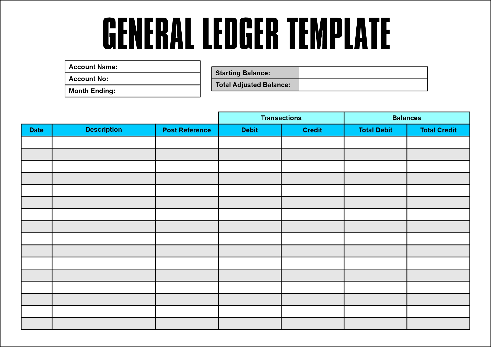 Blank Ledger Template
