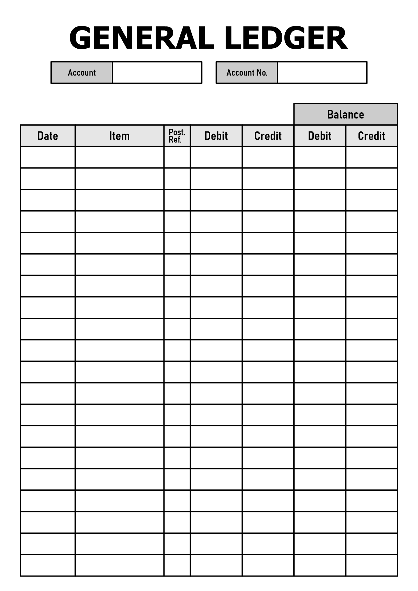 Free Printable Ledger Sheets