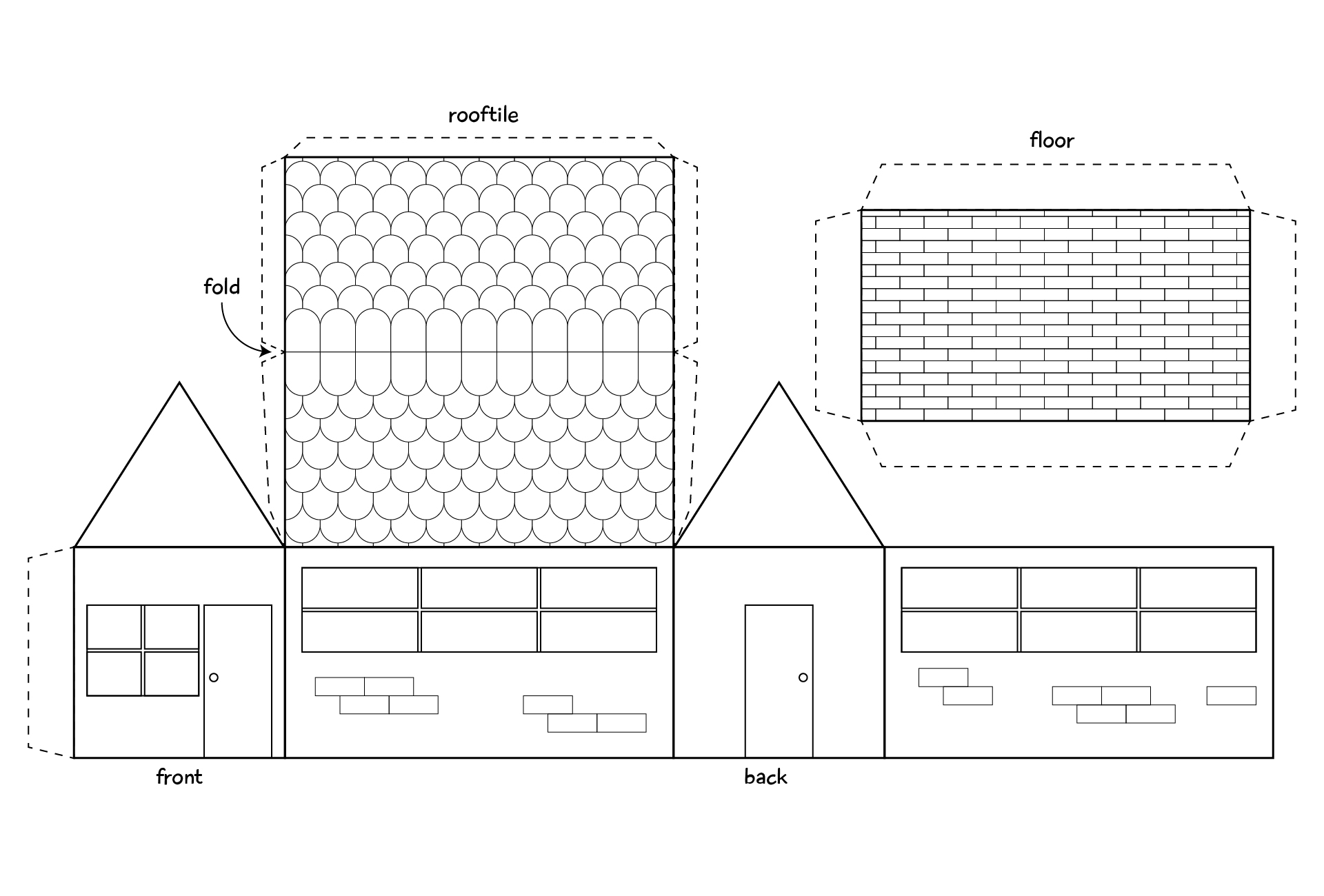 3D House Paper Model Template