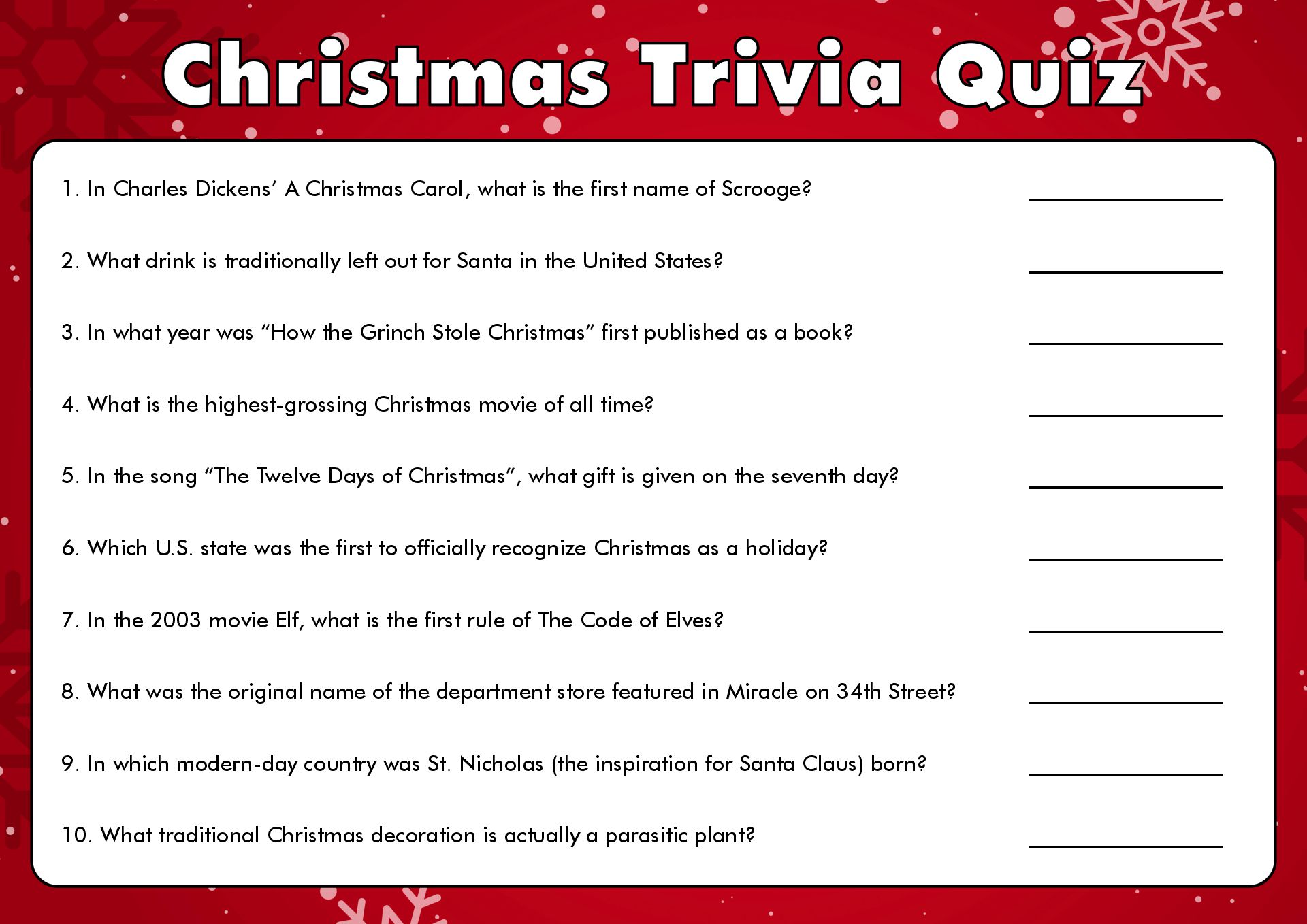 10 Best Easy Christmas Trivia Printable Printablee 10 Best Easy Christmas Trivia Printable Printablee