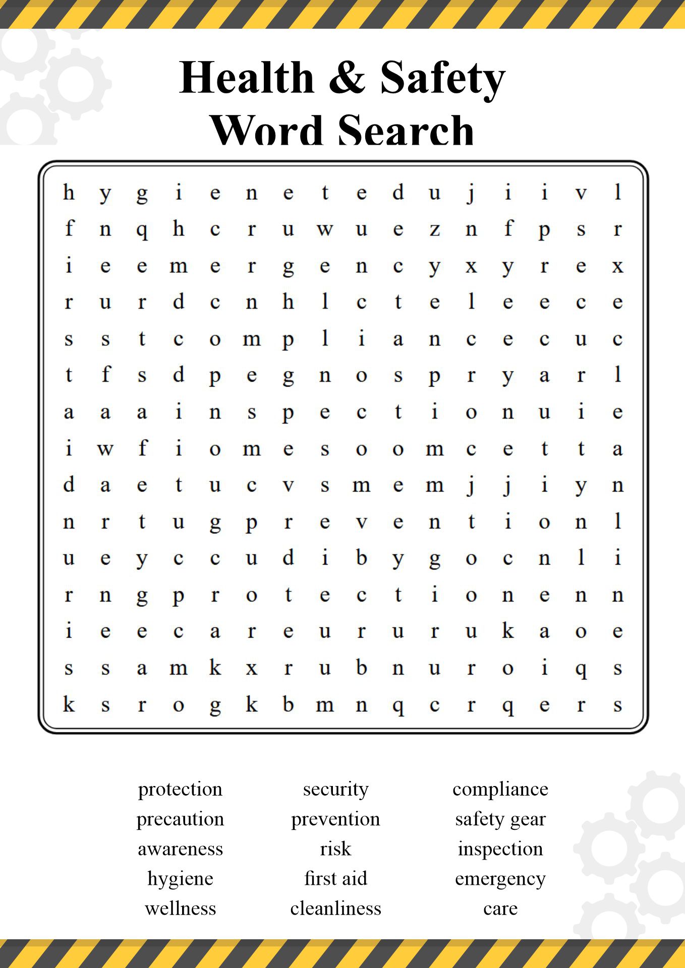 Printable Health And Wellness Word Search Puzzle