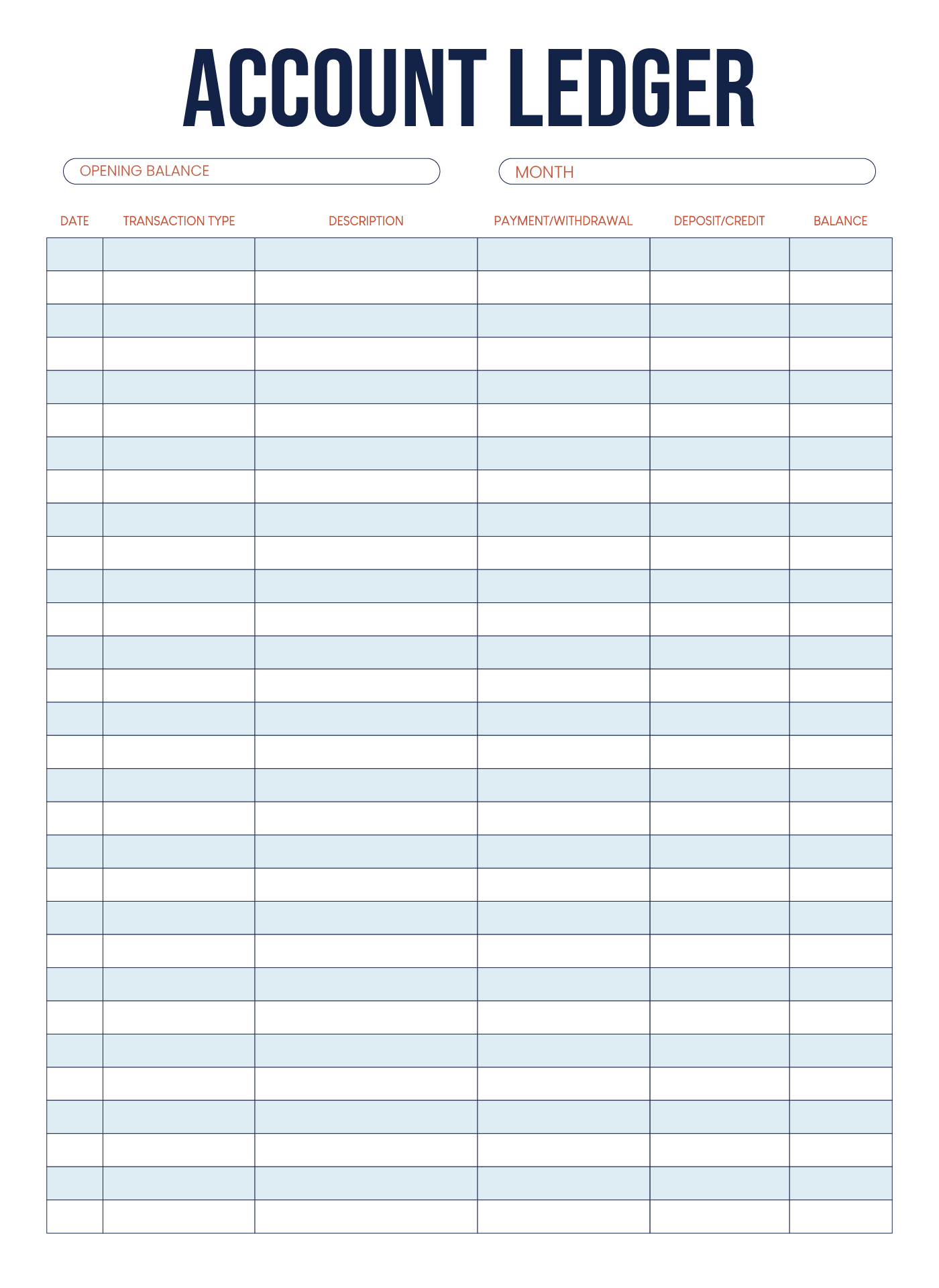 Printable General Ledger Printable World Holiday