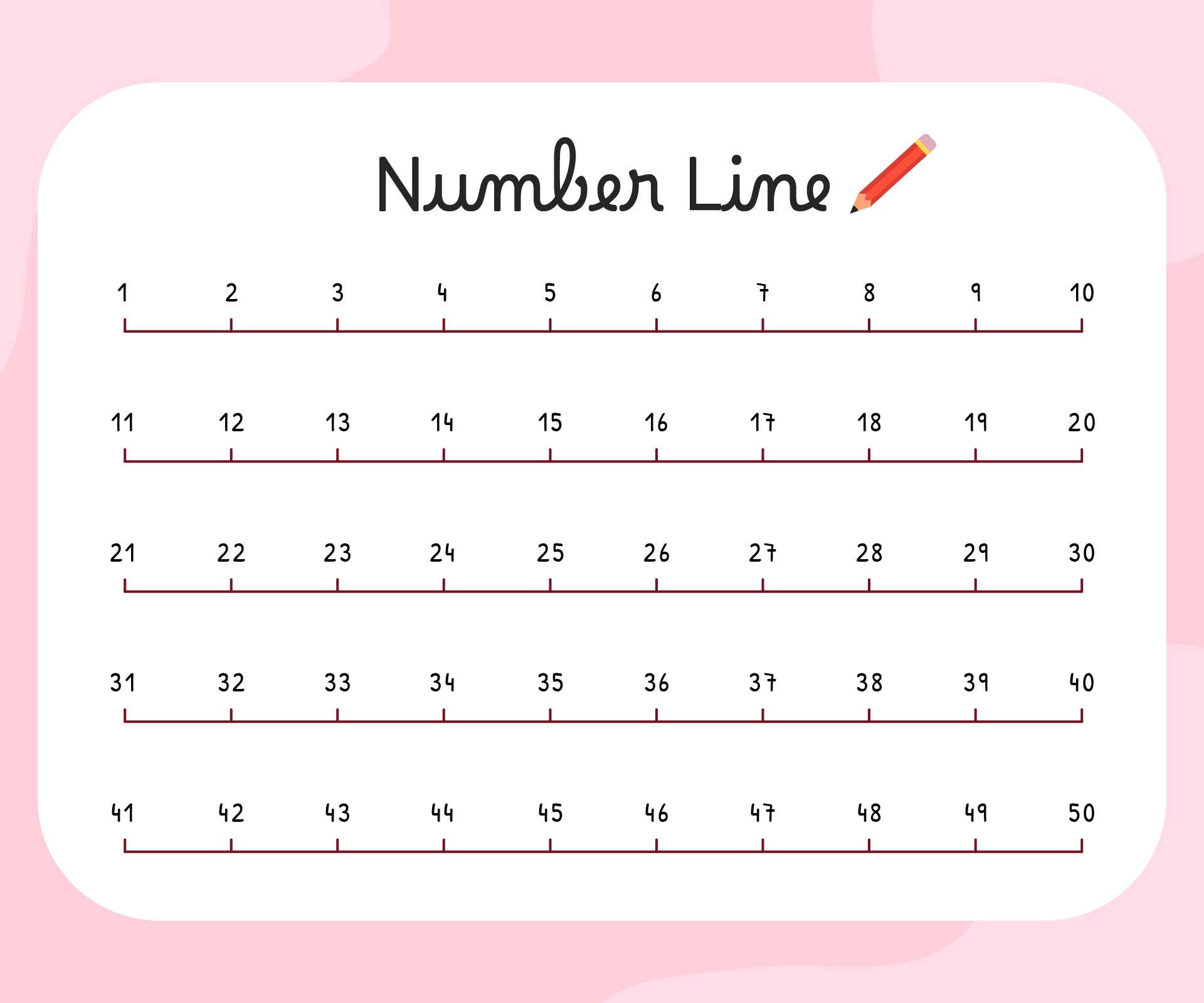 Free Printable Number Line To 50 Printable Templates