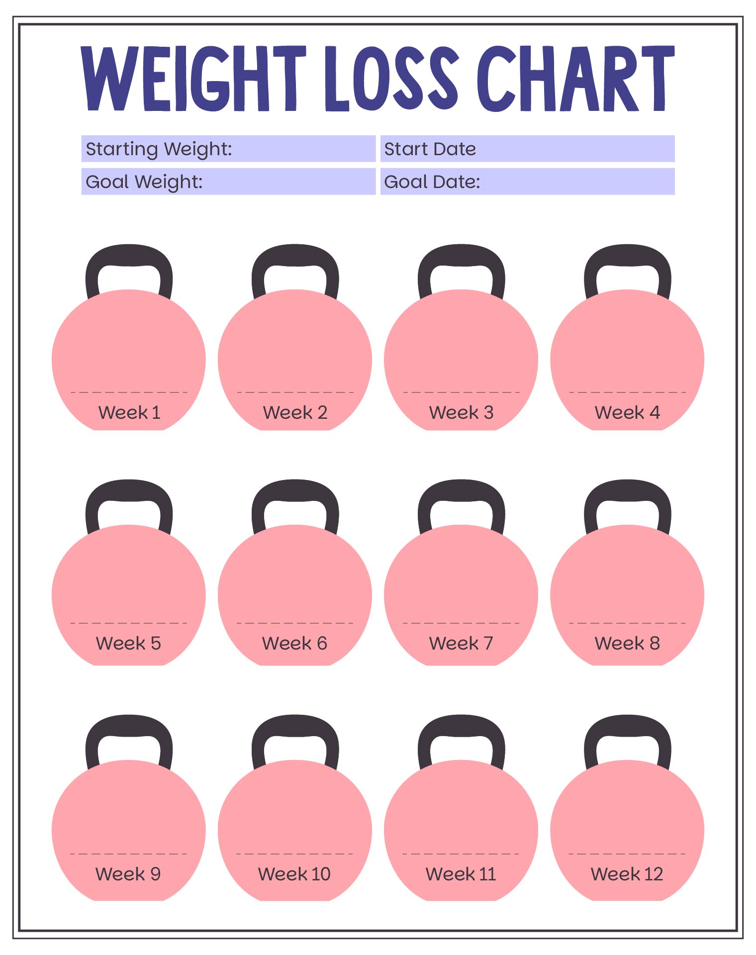 10 Best Weekly Weight Loss Tracker Printable Printablee