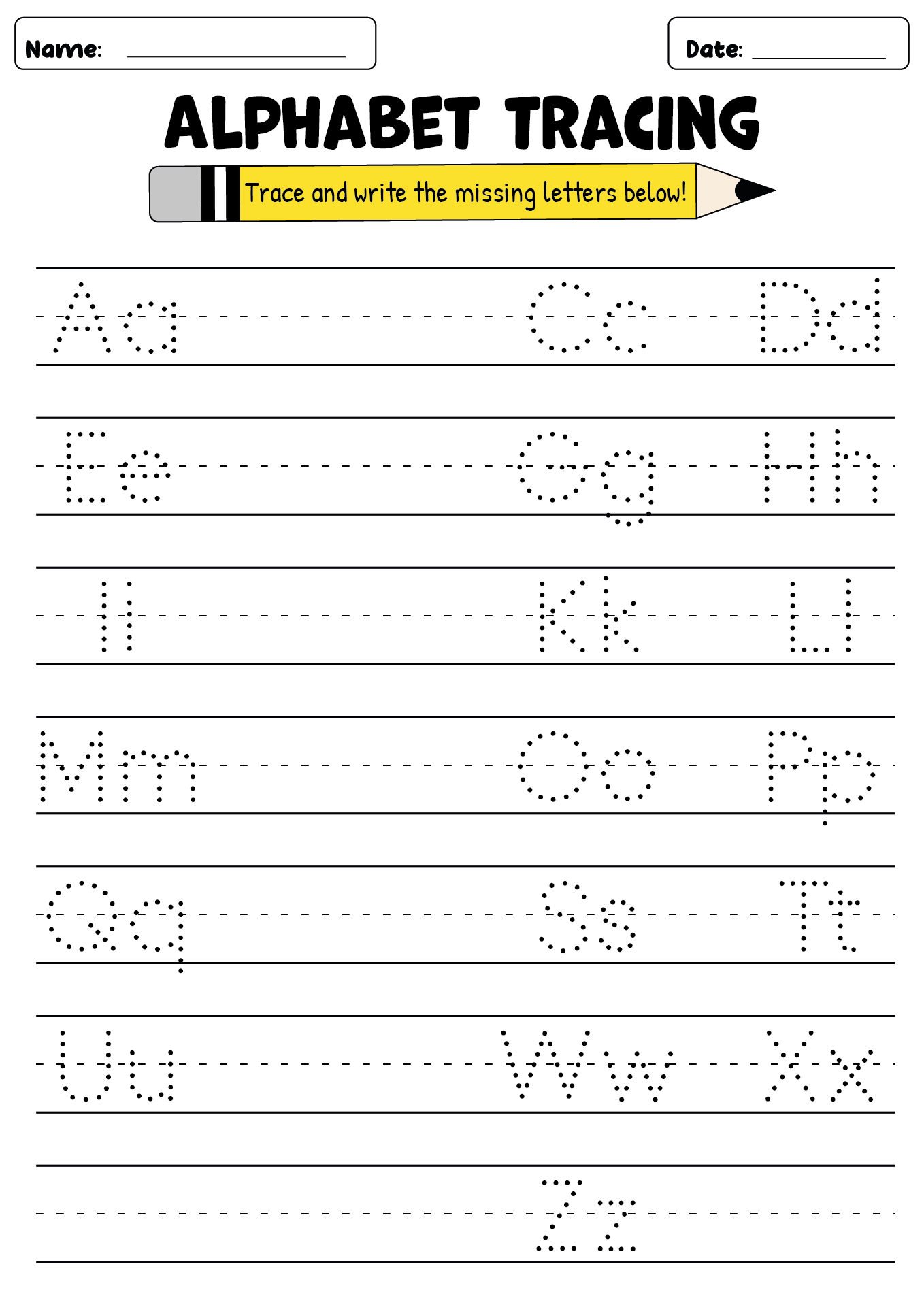 Free Alphabet Tracing Worksheets For Preschoolers Tracing Letters And 