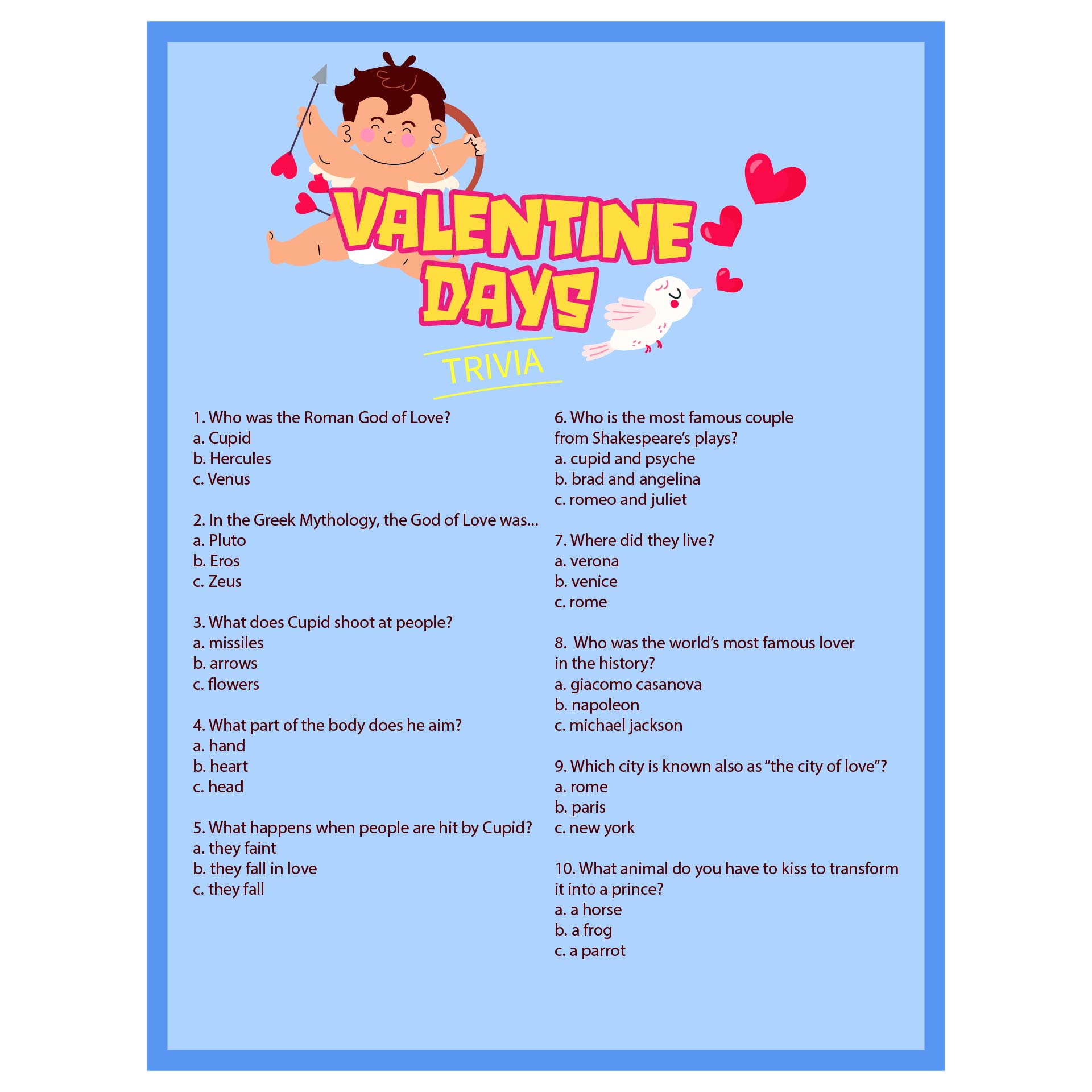 10 Best Printable Valentine s Trivia Printablee 10 Best Printable Valentine s Trivia Printablee