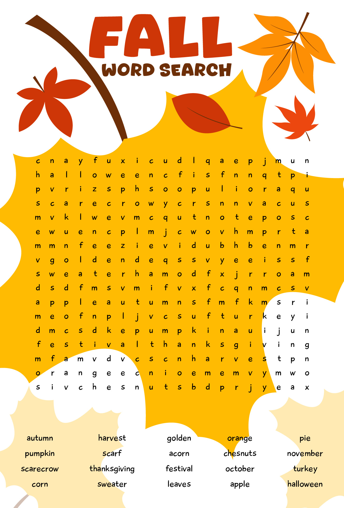 Fall Printable Word Search