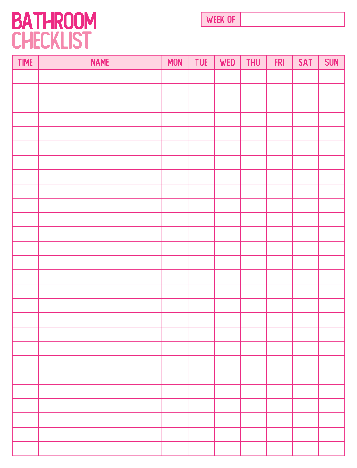 10 Best Bathroom Schedule Printable Printablee