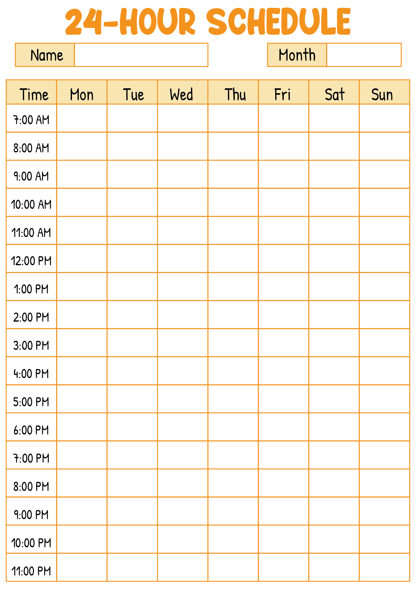 10 Best Printable Daily Schedule By Hour Printablee