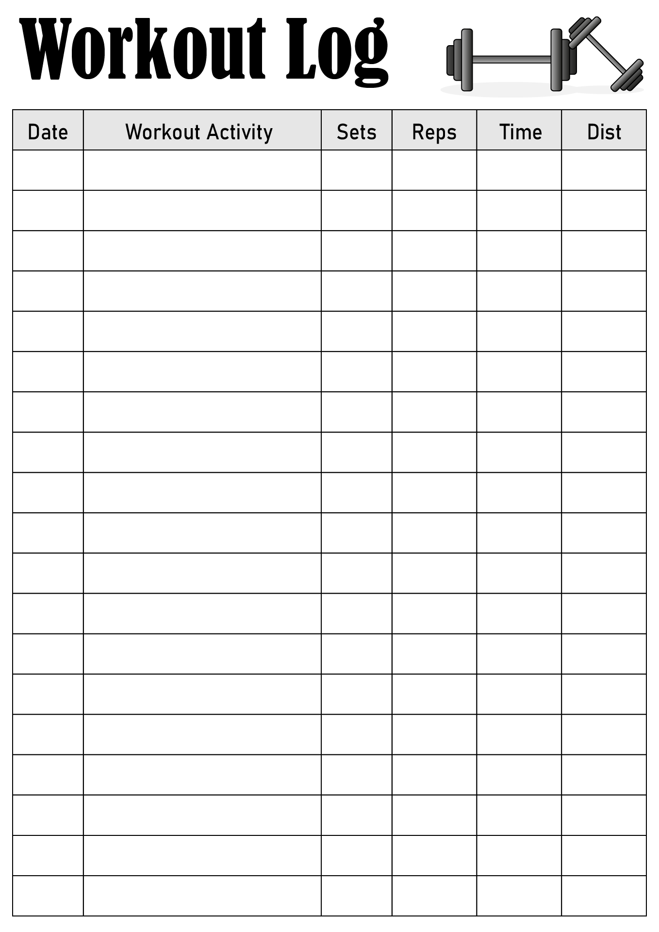 Free Printable Workout Log Sheets