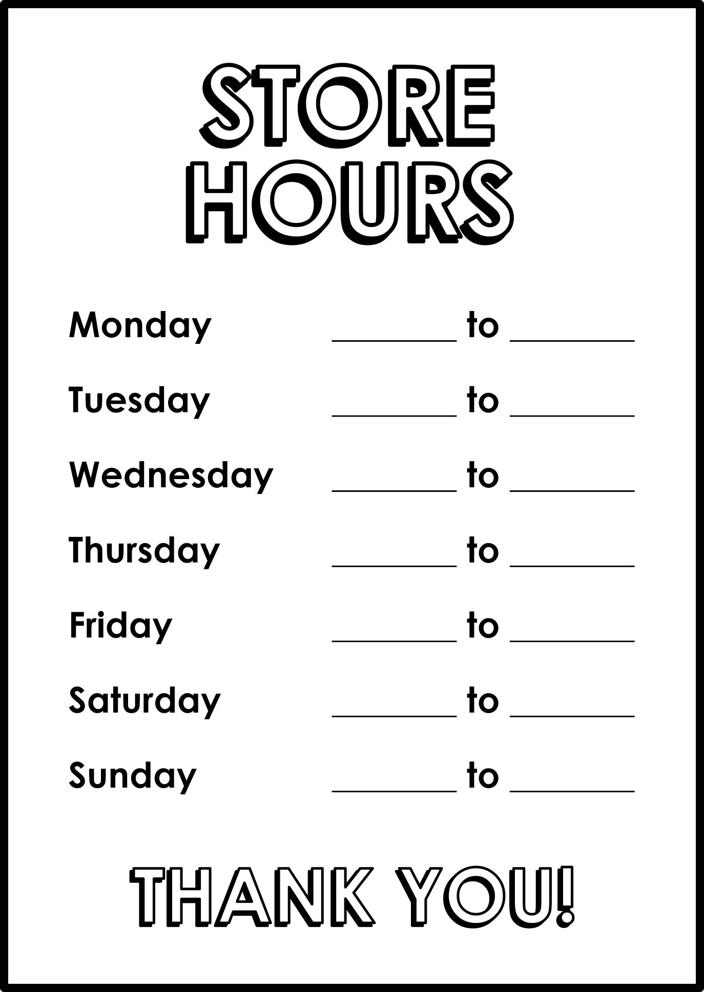 Free Printable Business Hours Sign Template Printable Templates