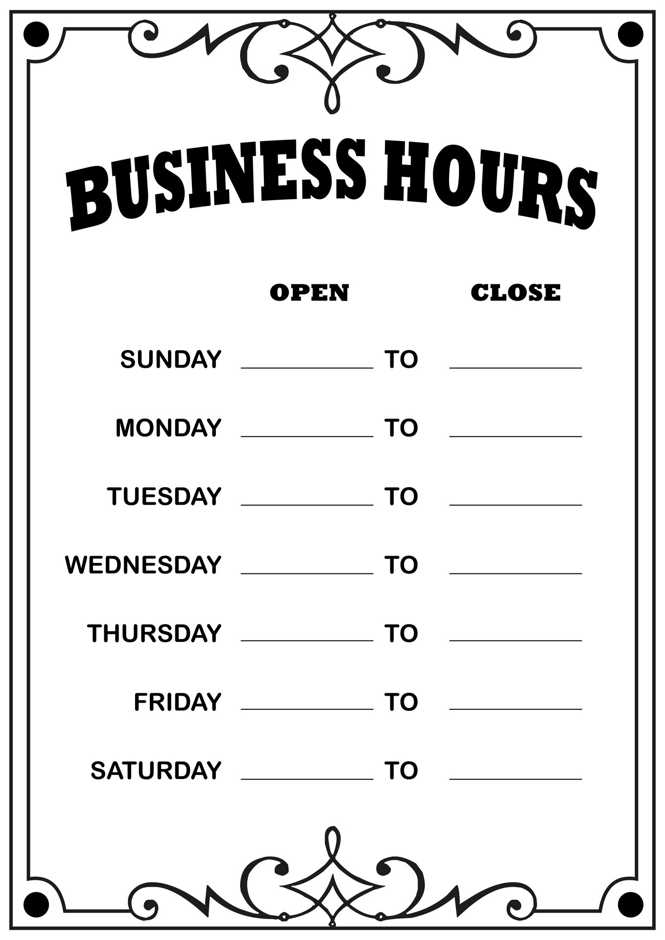 10 Best Free Printable Business Hours Sign Template Printablee Com