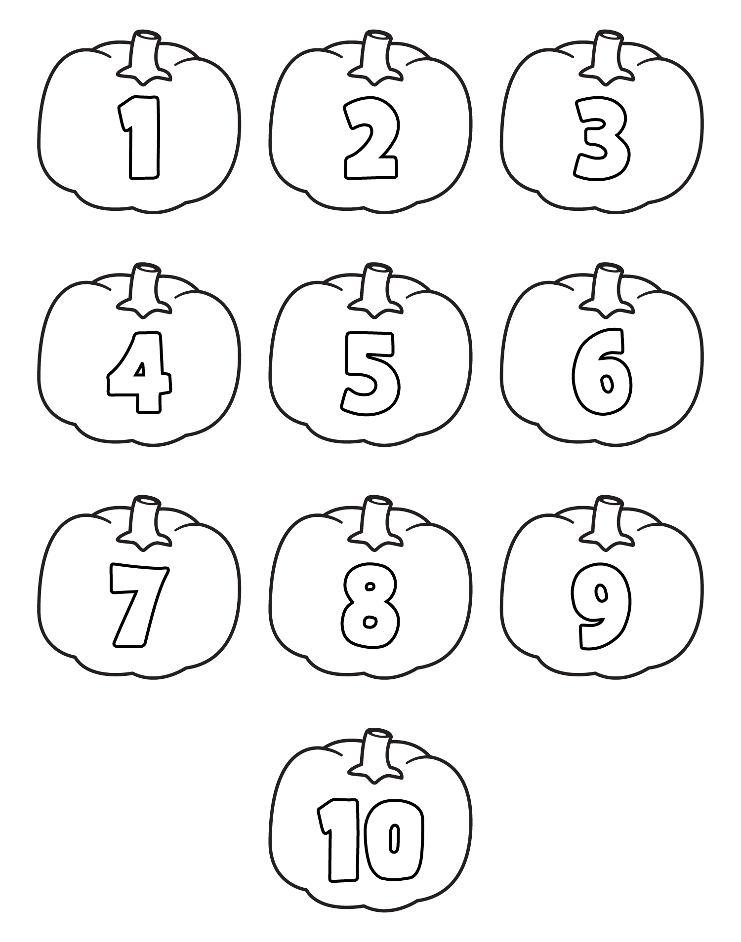 Printable Number Coloring Pages 1 10