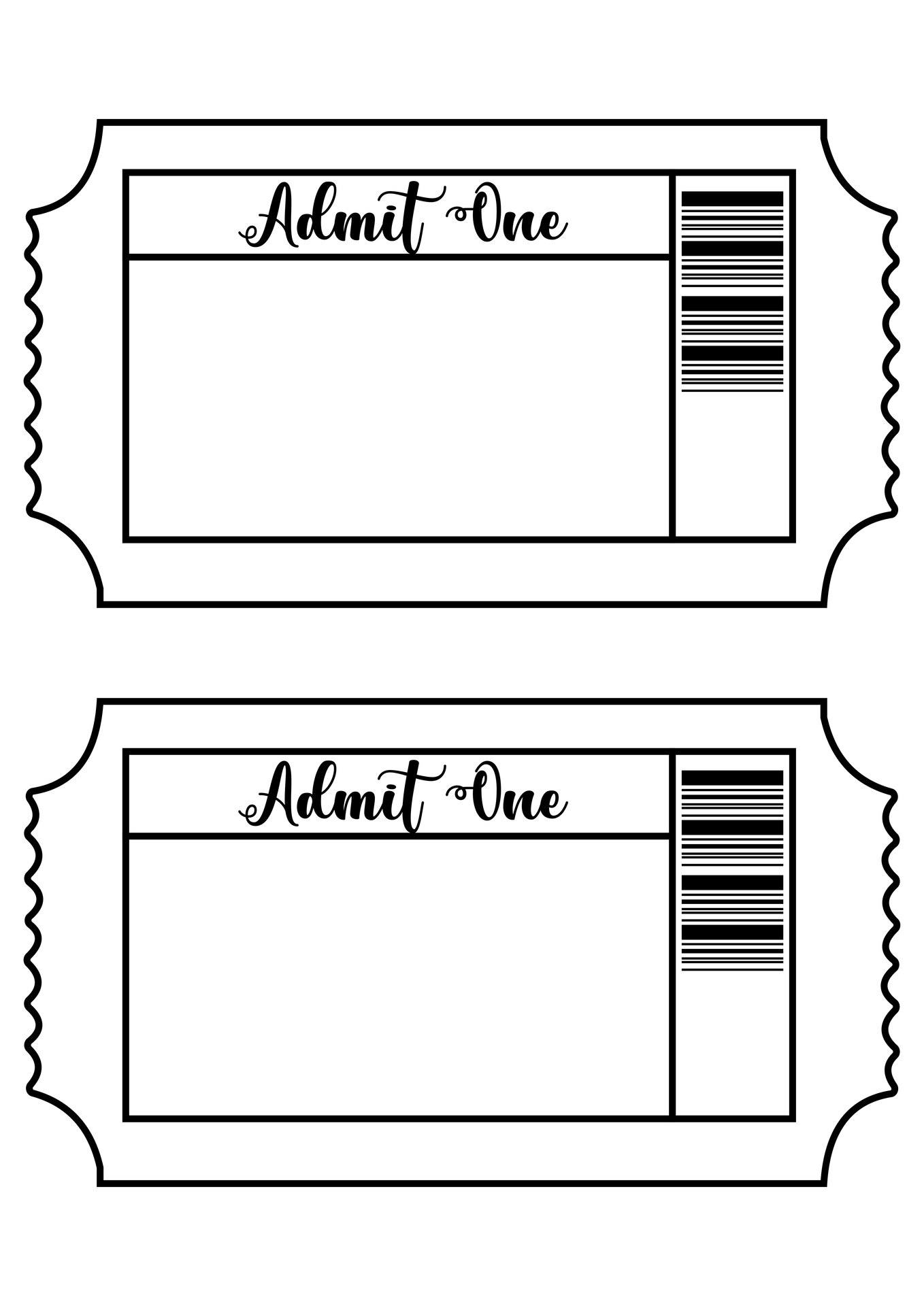 Free Printable Admit One Ticket Template