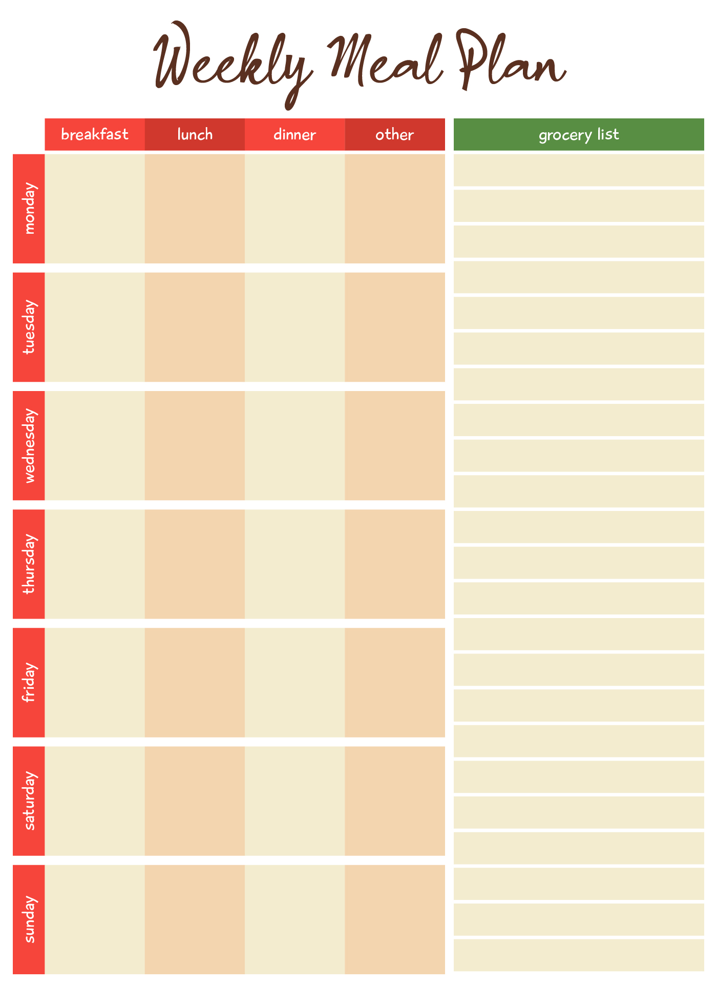 Weekly Menu And Grocery List Template Get What You Need For Free